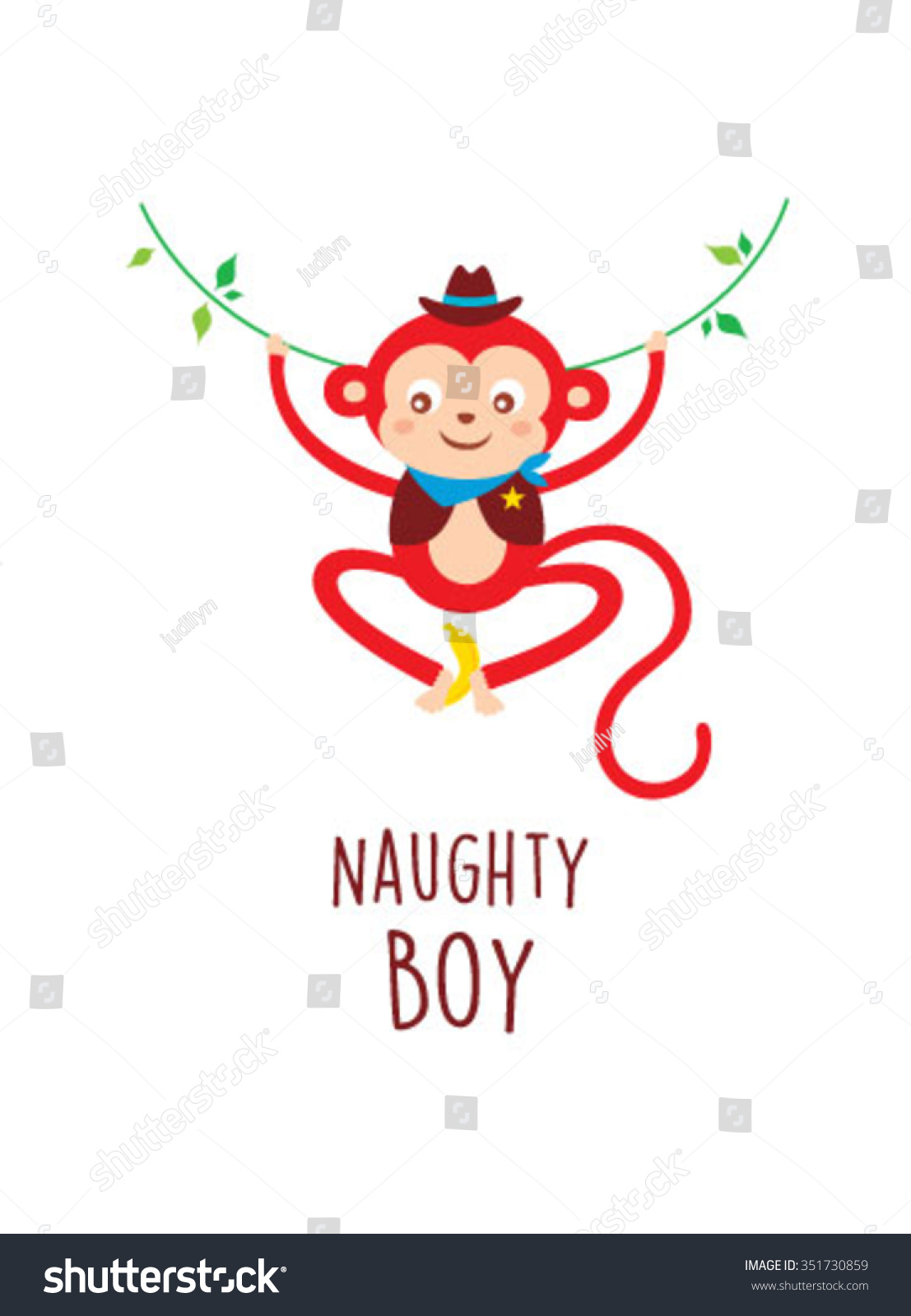 Cute Happy Naughty Red Monkey Vector: เวกเตอร์สต็อก (ปลอดค่าลิขสิทธิ์ ...