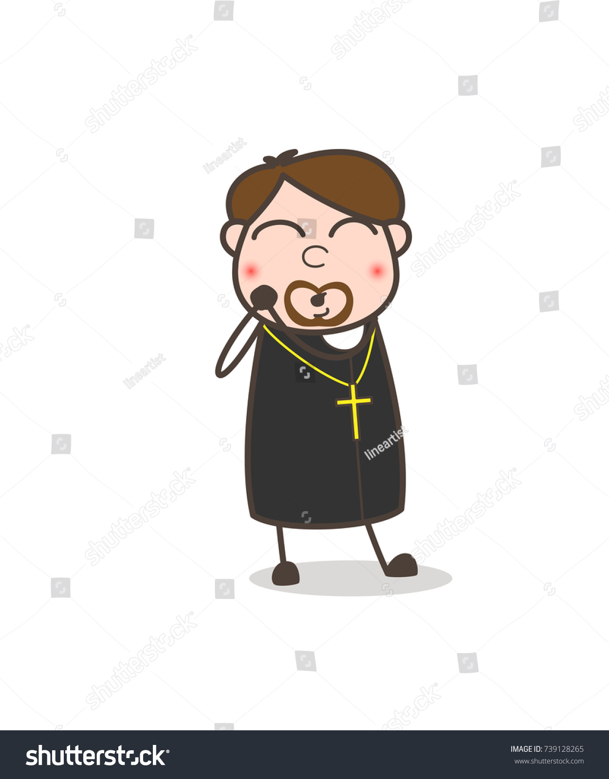 Cute Happy Priest Smiling Face Expression Stock Vector (Royalty Free ...