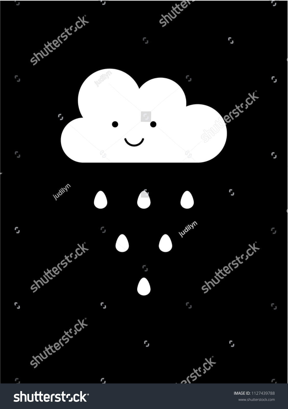 Cute Happy Raining Cloud Vector Cute Stock Vector (Royalty Free ...