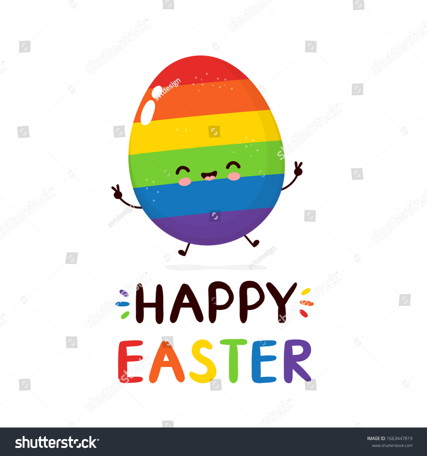 Cute Happy Smiling Rainbow Easter Egg Stock Vector (Royalty Free ...