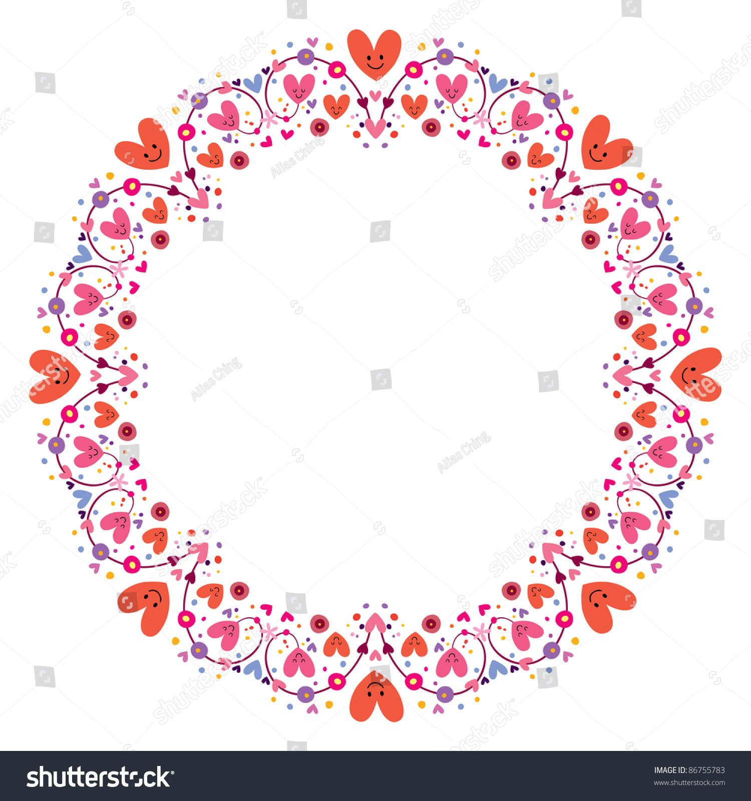 Cute Hearts Frame Stock Vector Illustration 86755783 : Shutterstock