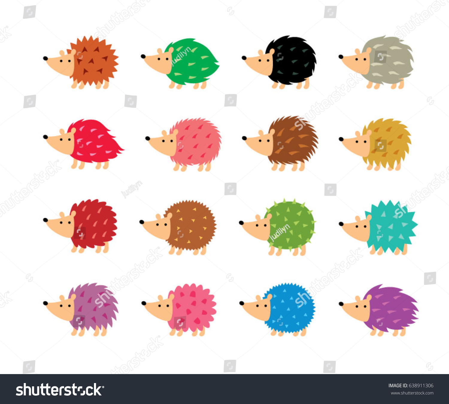 Cute Hedgehog Vector Collection Stock Vector (Royalty Free) 638911306