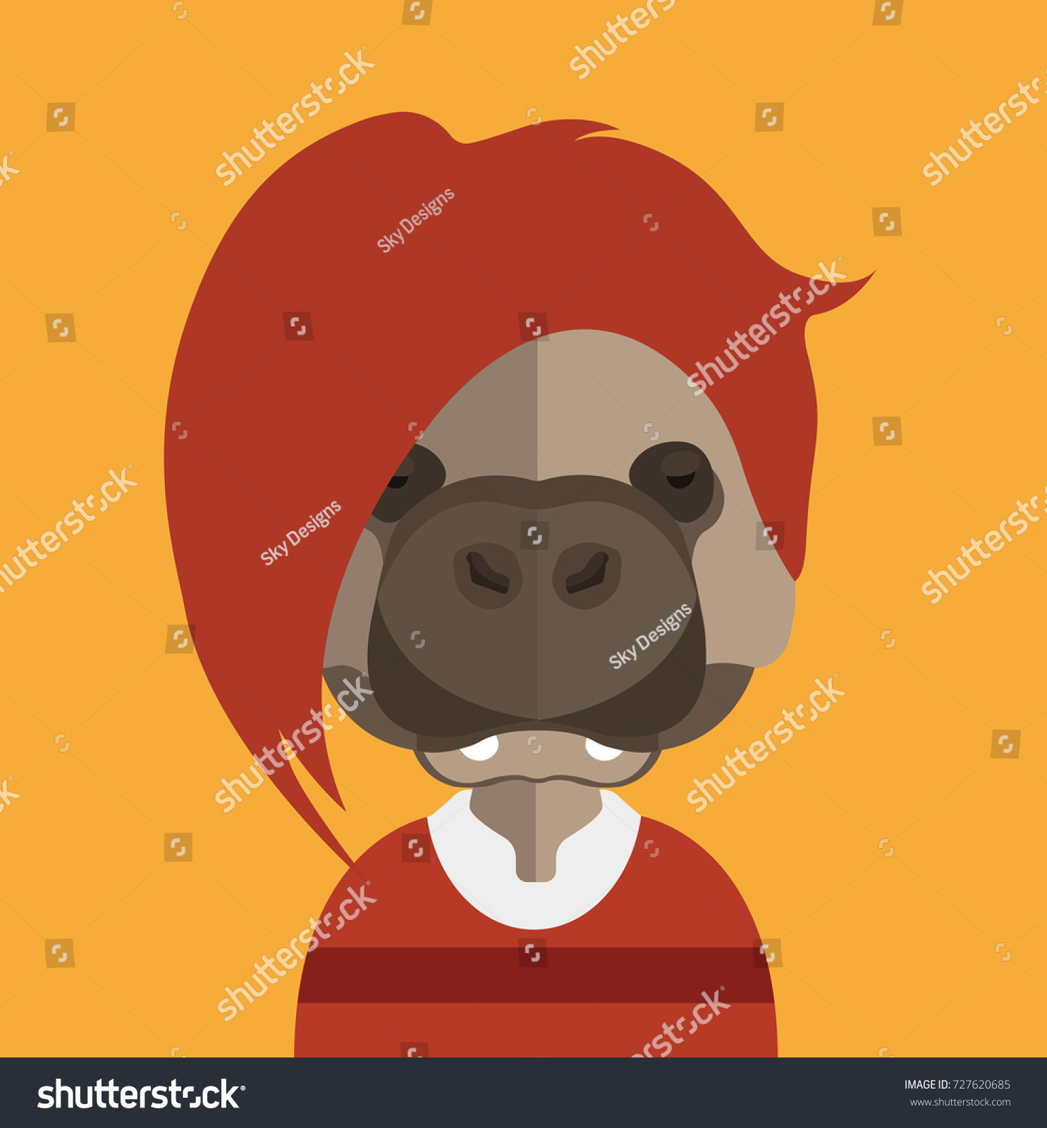 Cute Hippo Avatar Stock Vector (Royalty Free) 727620685 | Shutterstock