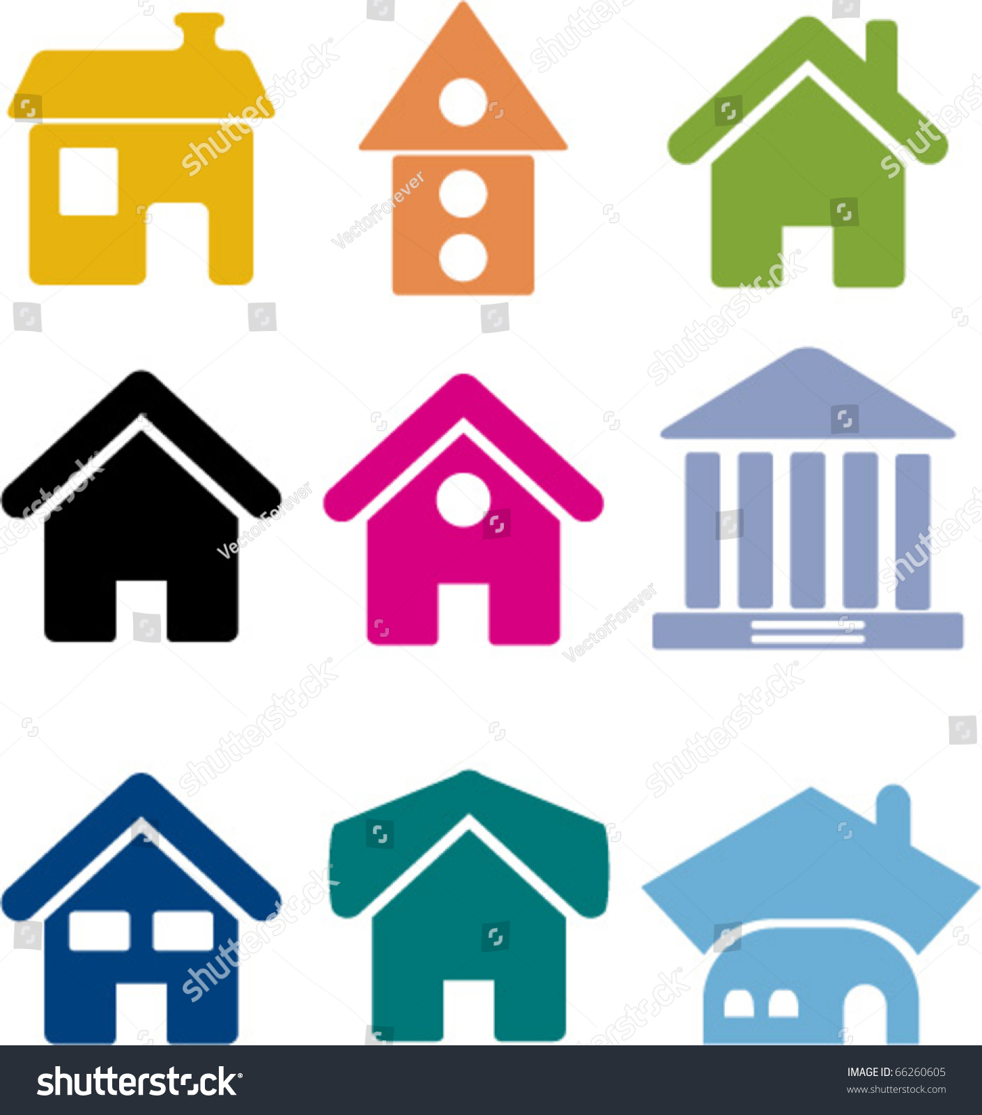 Cute Houses Vector Stock Vector (Royalty Free) 66260605