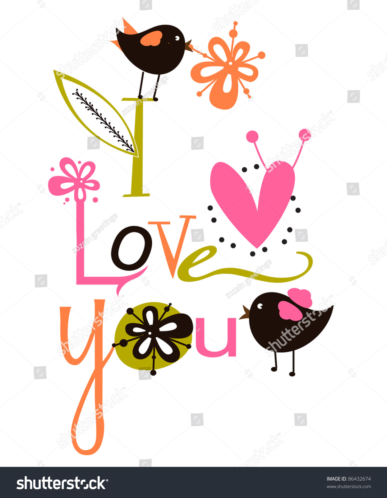 Cute Love Script Card Stock Vector (Royalty Free) 86432674 - Shutterstock