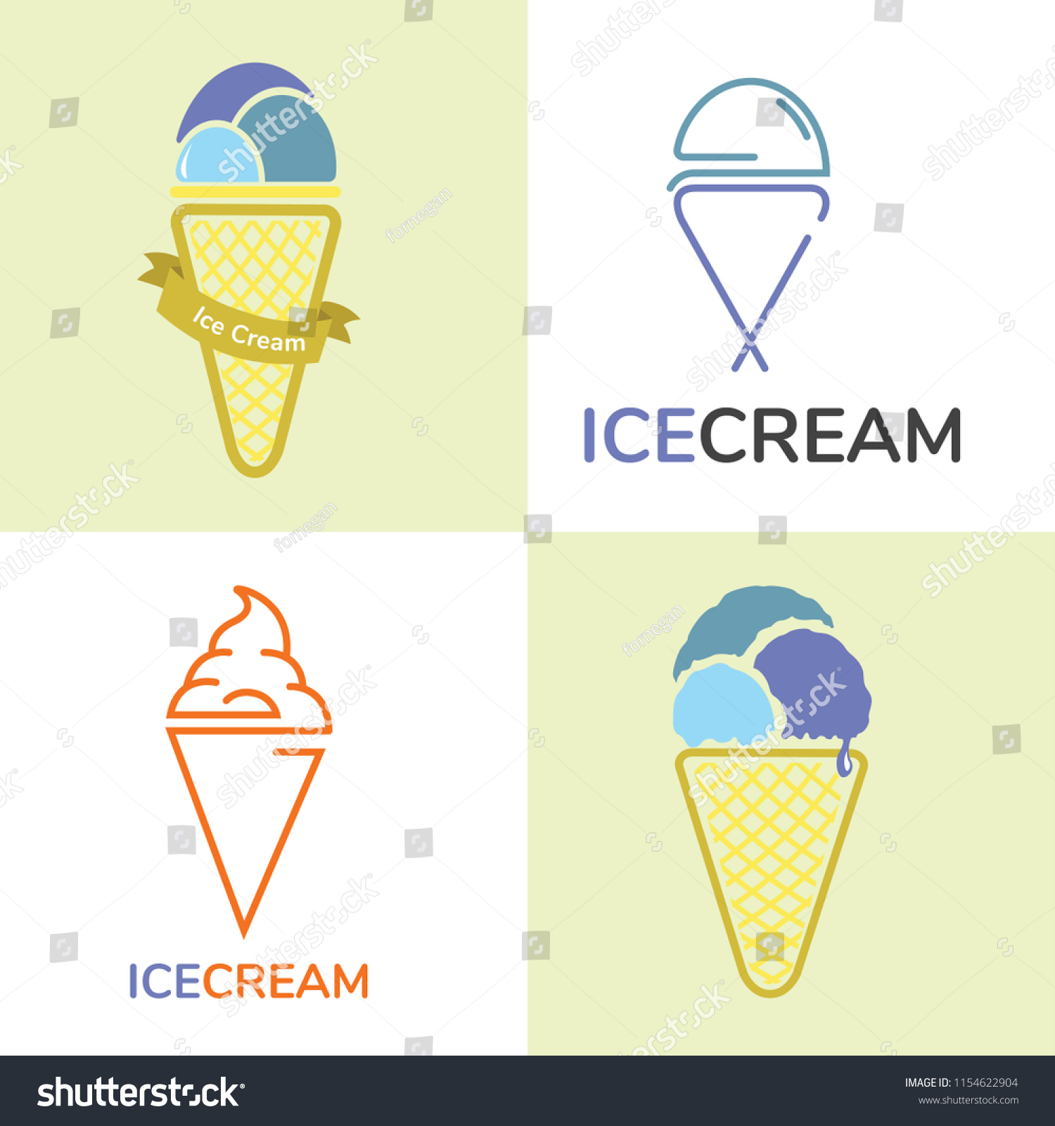 Cute Ice Cream Logo Vector Logo Stock Vector (Royalty Free) 1154622904 ...