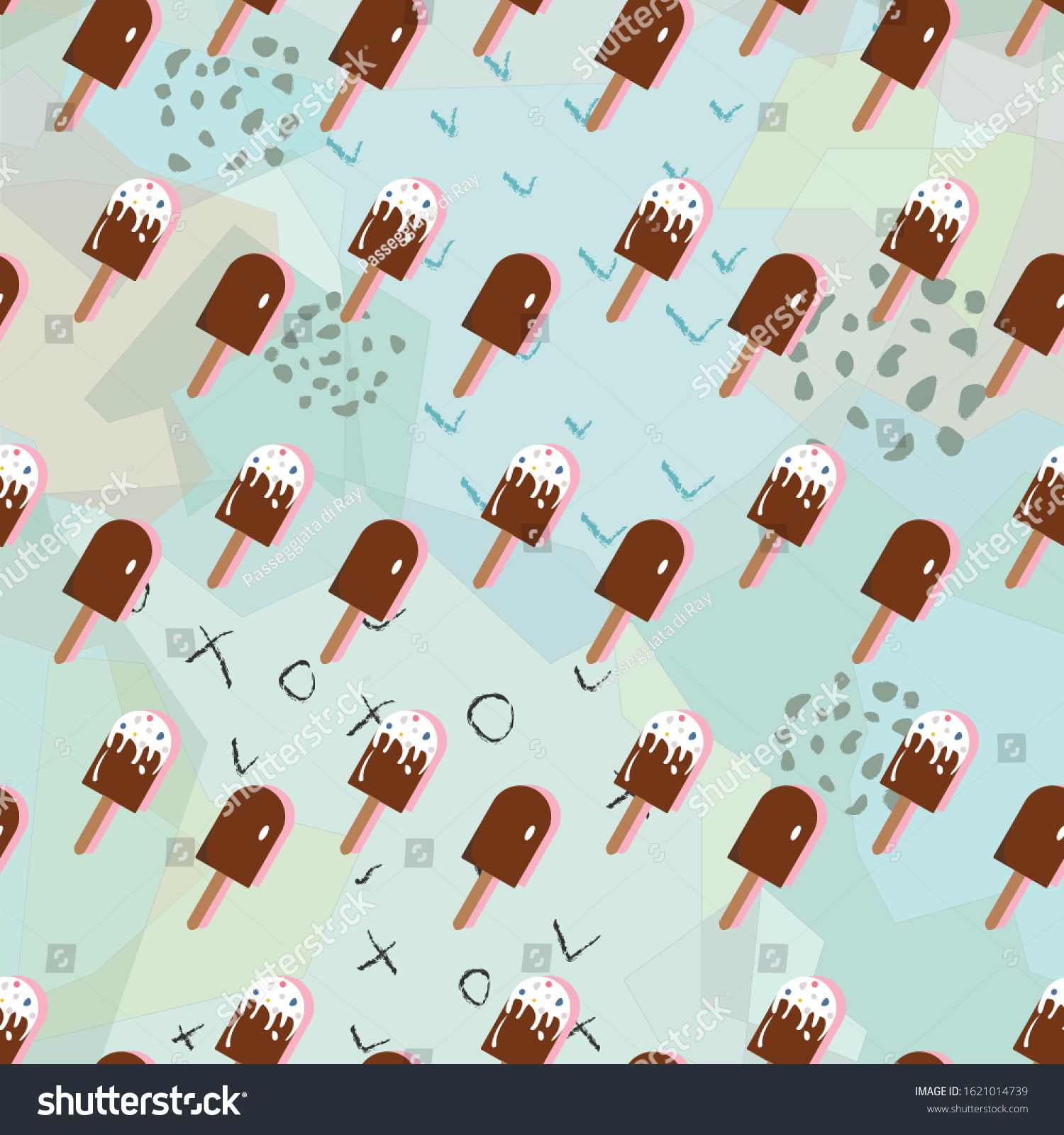 Cute Ice Cream Pattern Vector Illustration Stock Vector (Royalty Free ...