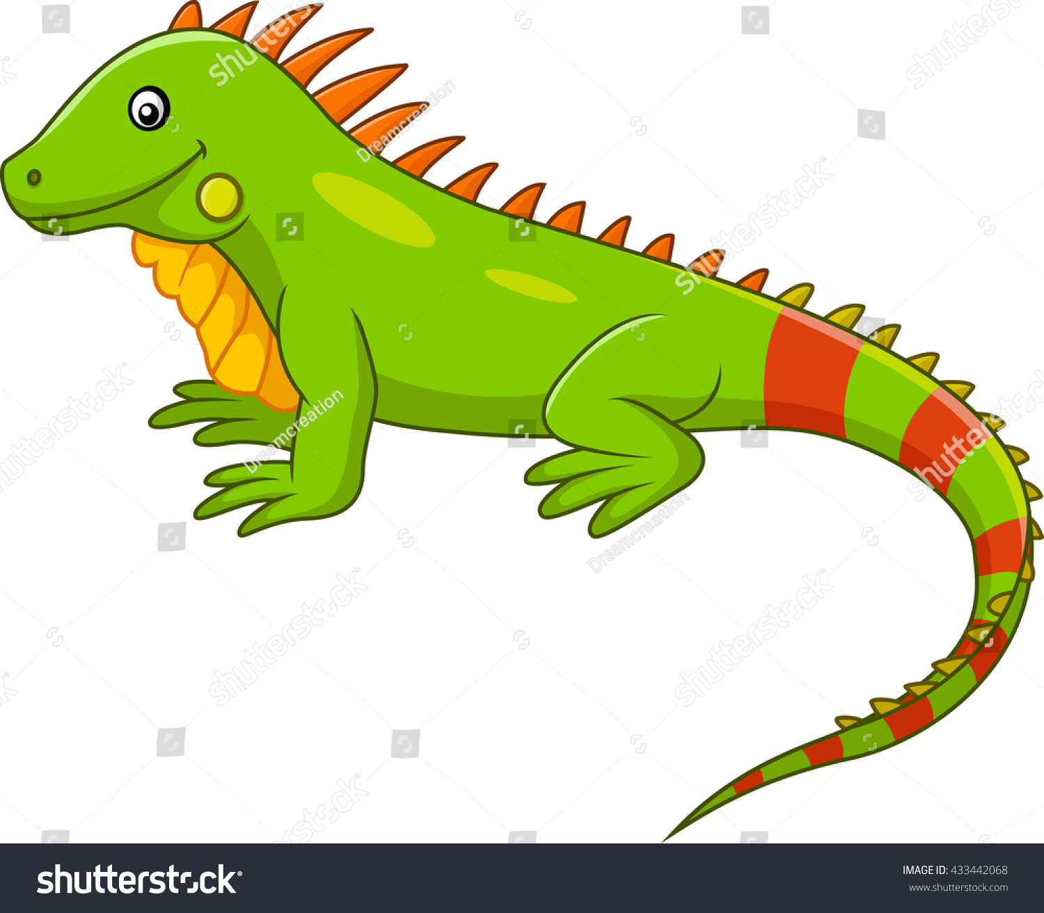Cute Iguana Cartoon Stock Vector Illustration 433442068 : Shutterstock