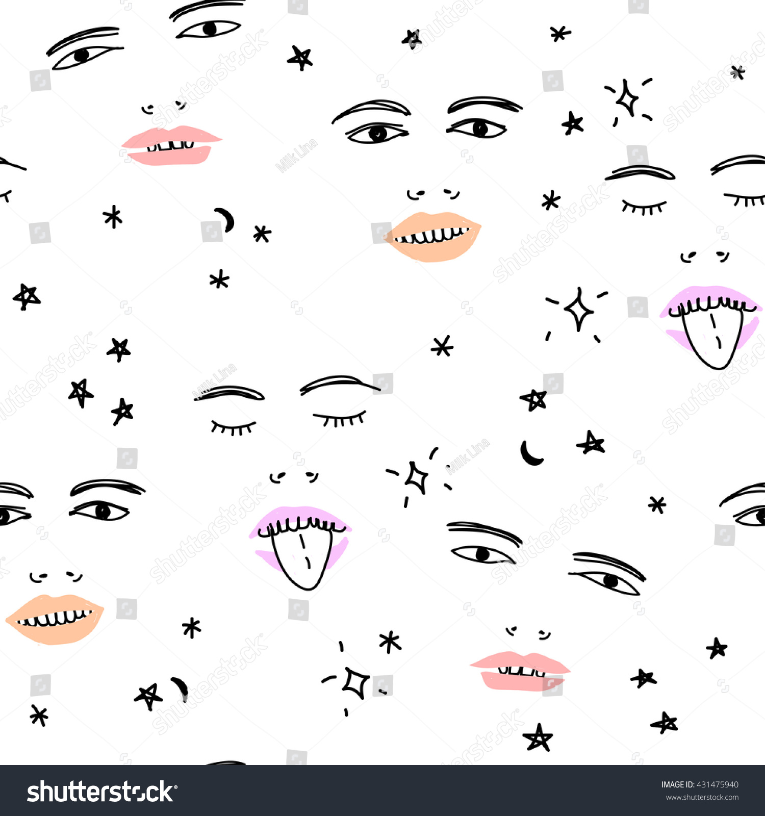 Cute Illustration Faces On White Background Stock Vector (Royalty Free ...