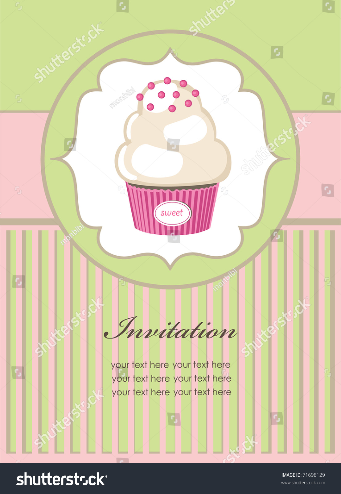 Cute Invitation Background Cupcake Vector Illustration Stock Vector ...