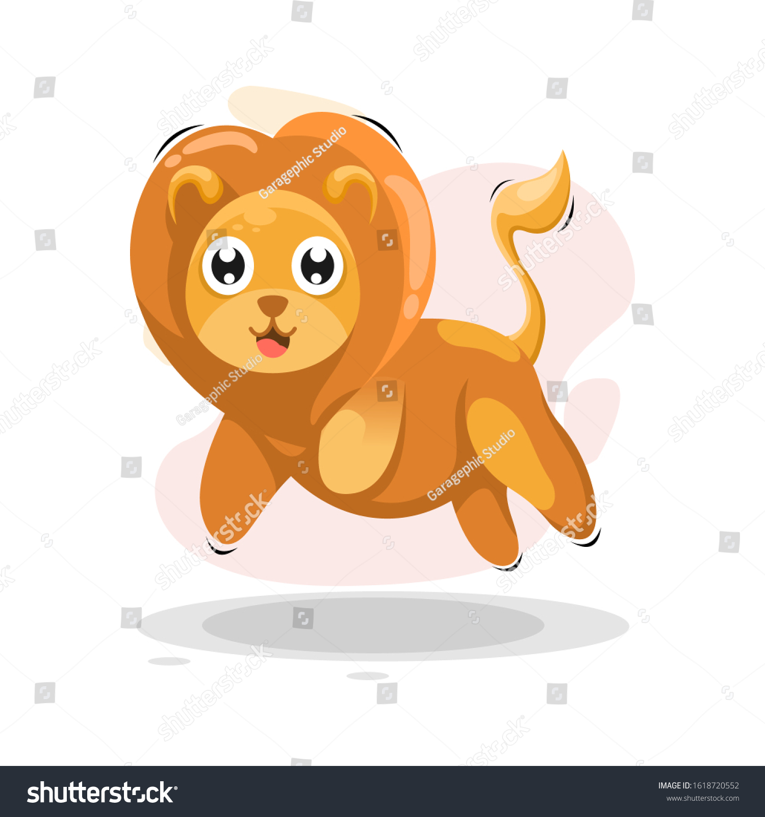 Vektor Stok Cute Jumping Lion Cartoon Vector (Tanpa Royalti) 1618720552 ...