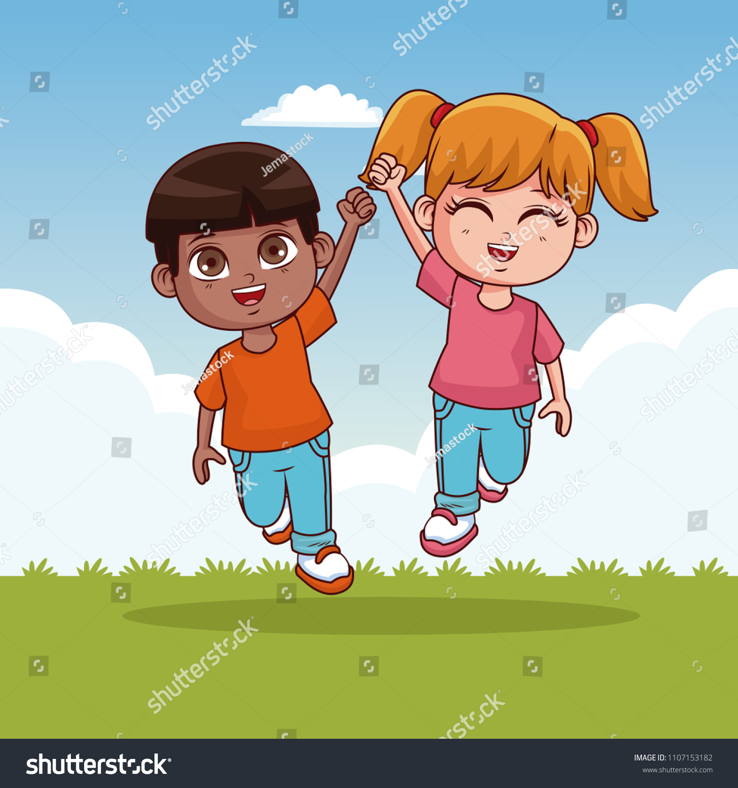 Cute Kids Cartoons Stock Vector (Royalty Free) 1107153182