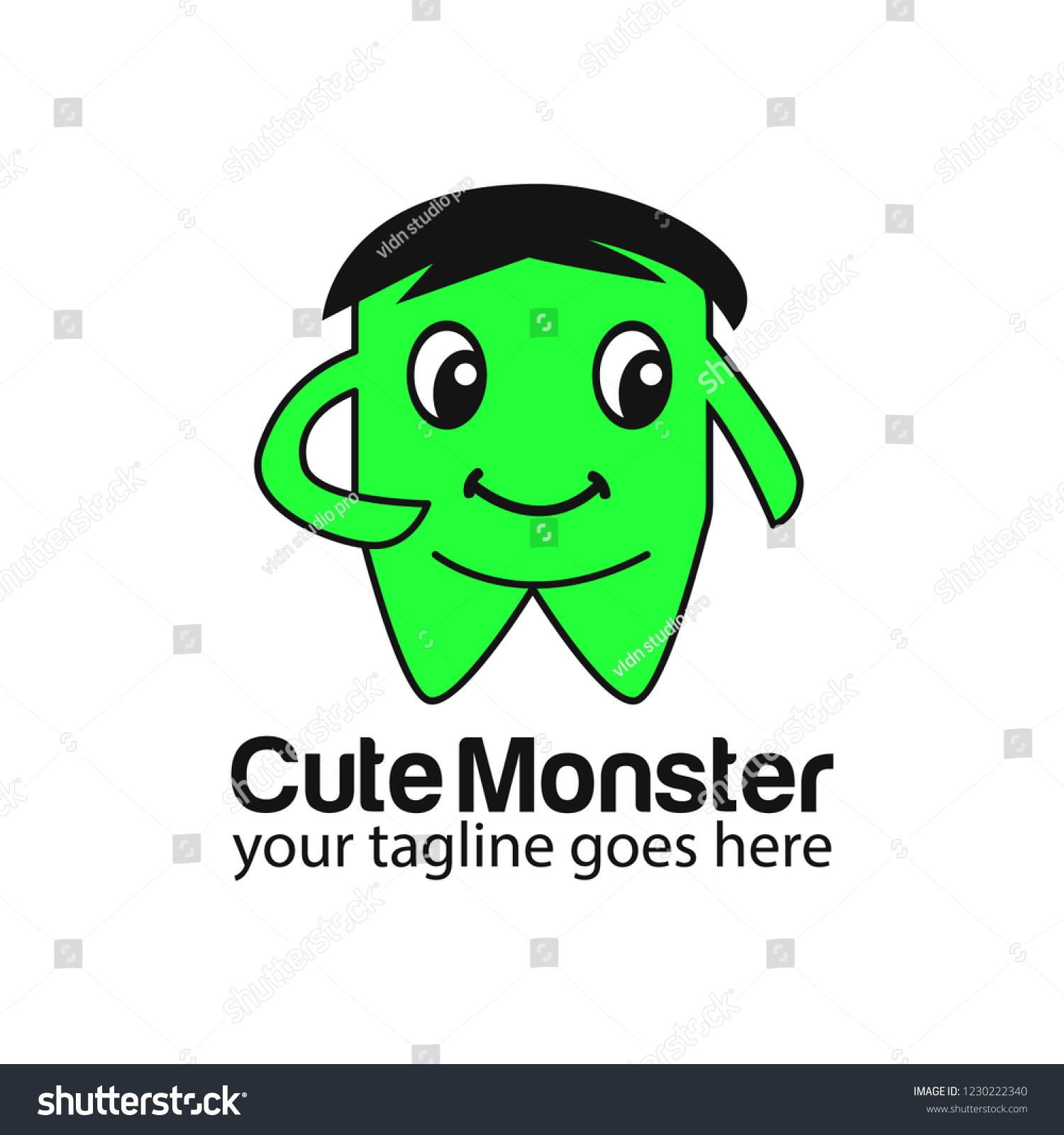 Cute Kids Monster Vector Logo Template Stock Vector (Royalty Free ...