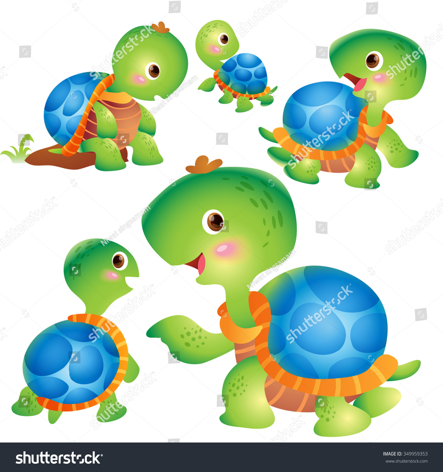 Cute Kids Turtle Cartoon Vector: เวกเตอร์สต็อก (ปลอดค่าลิขสิทธิ์ ...