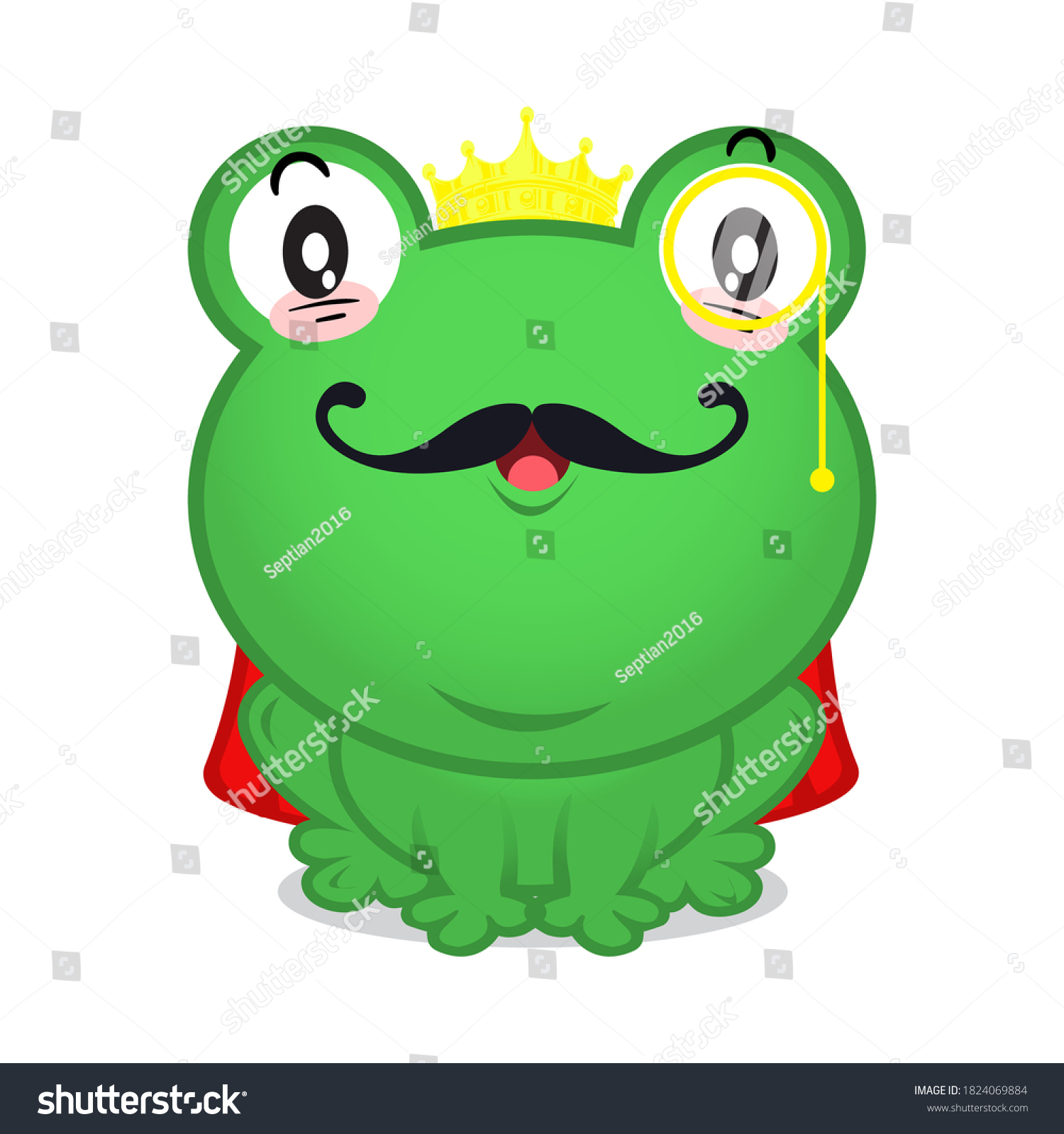 Cute King Frog Mustache Vector Eps Stock Vector (Royalty Free) 1824069884