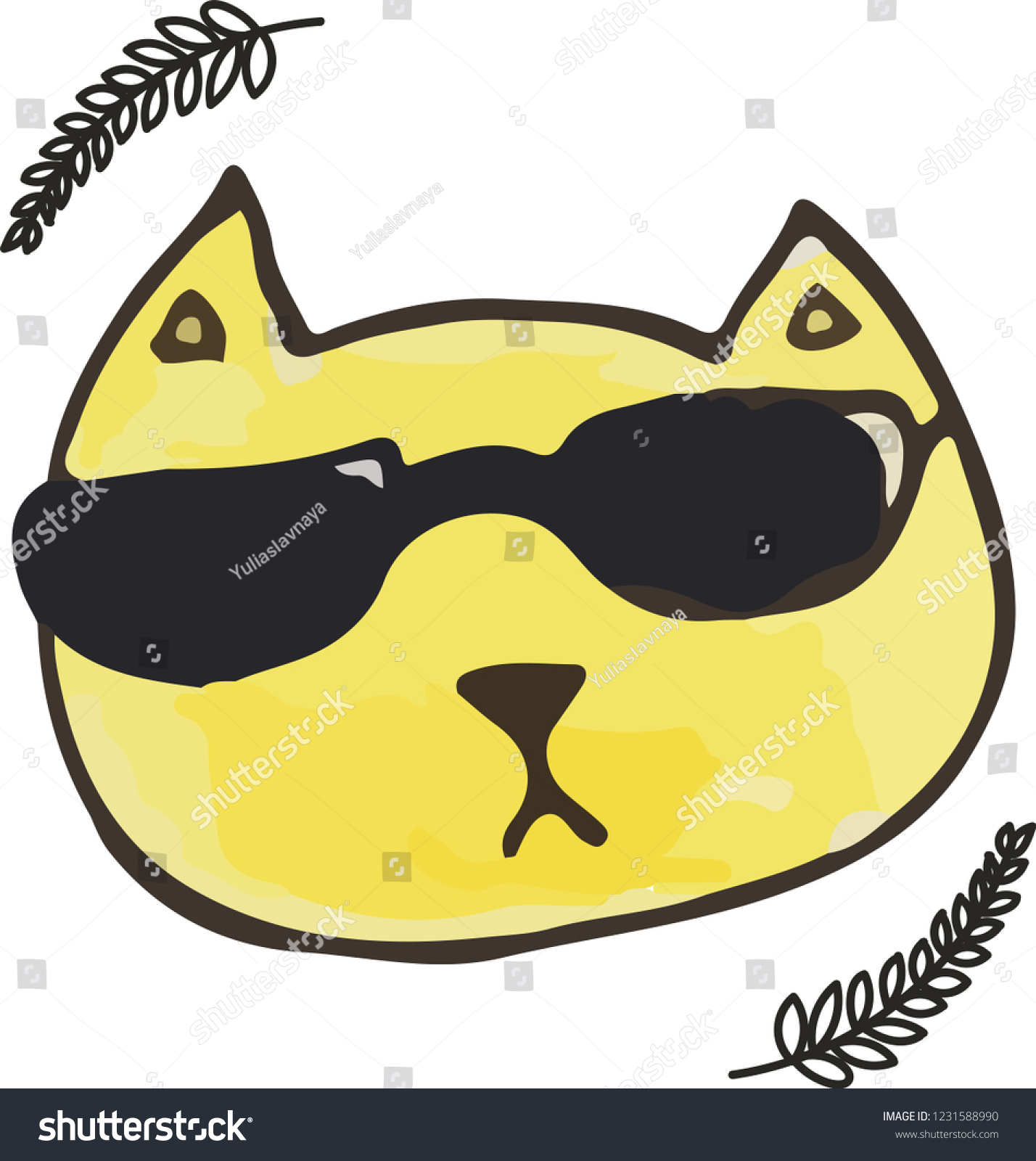 Cute Kitten Face Vector Illustration Stock Vector (Royalty Free ...