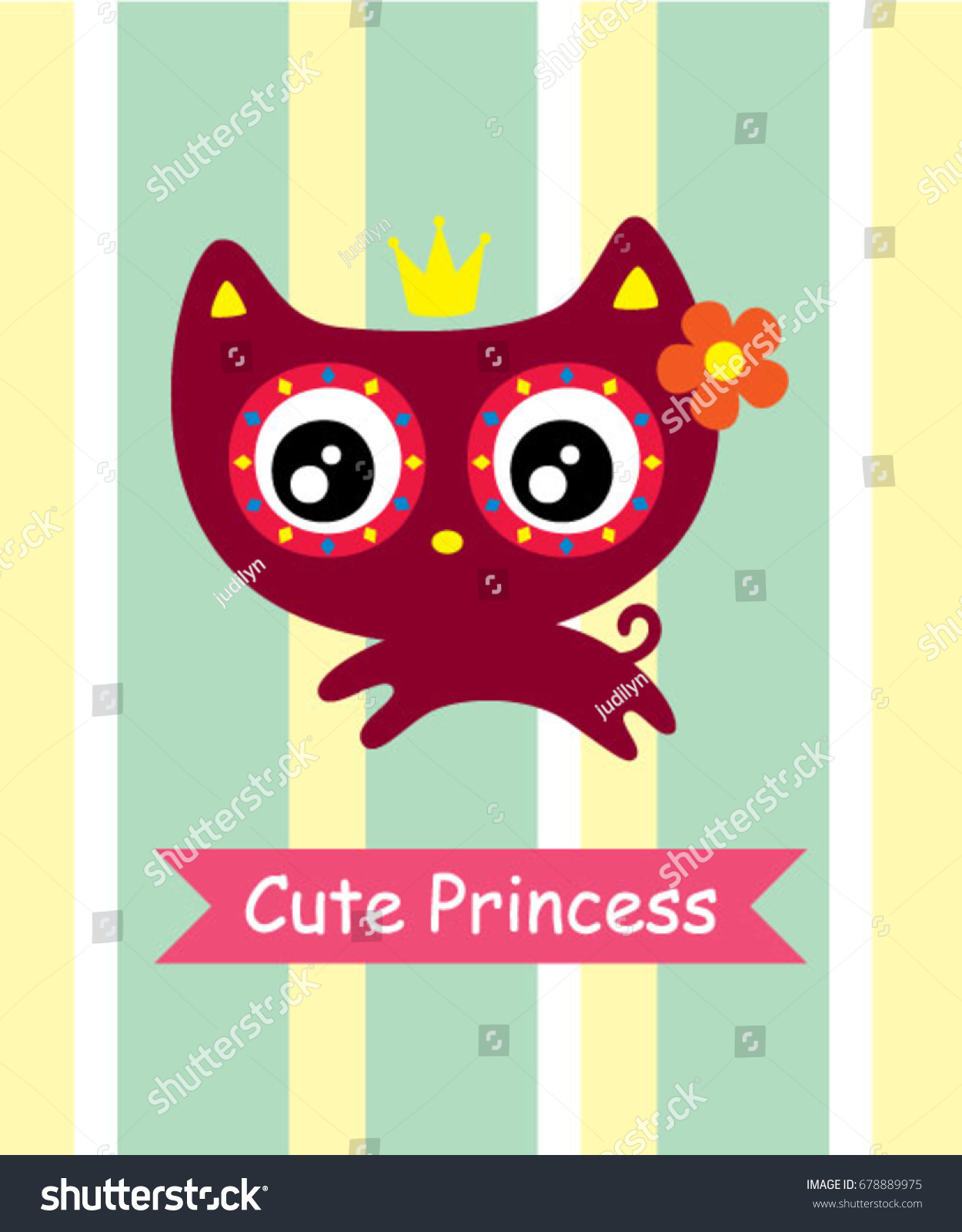 Cute Kitten Princess Vector Stock Vector (Royalty Free) 678889975 ...