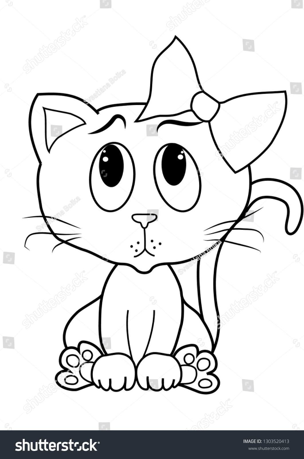 Cute Kitty Pet Vector Outline Coloring Stock Vector (Royalty Free ...
