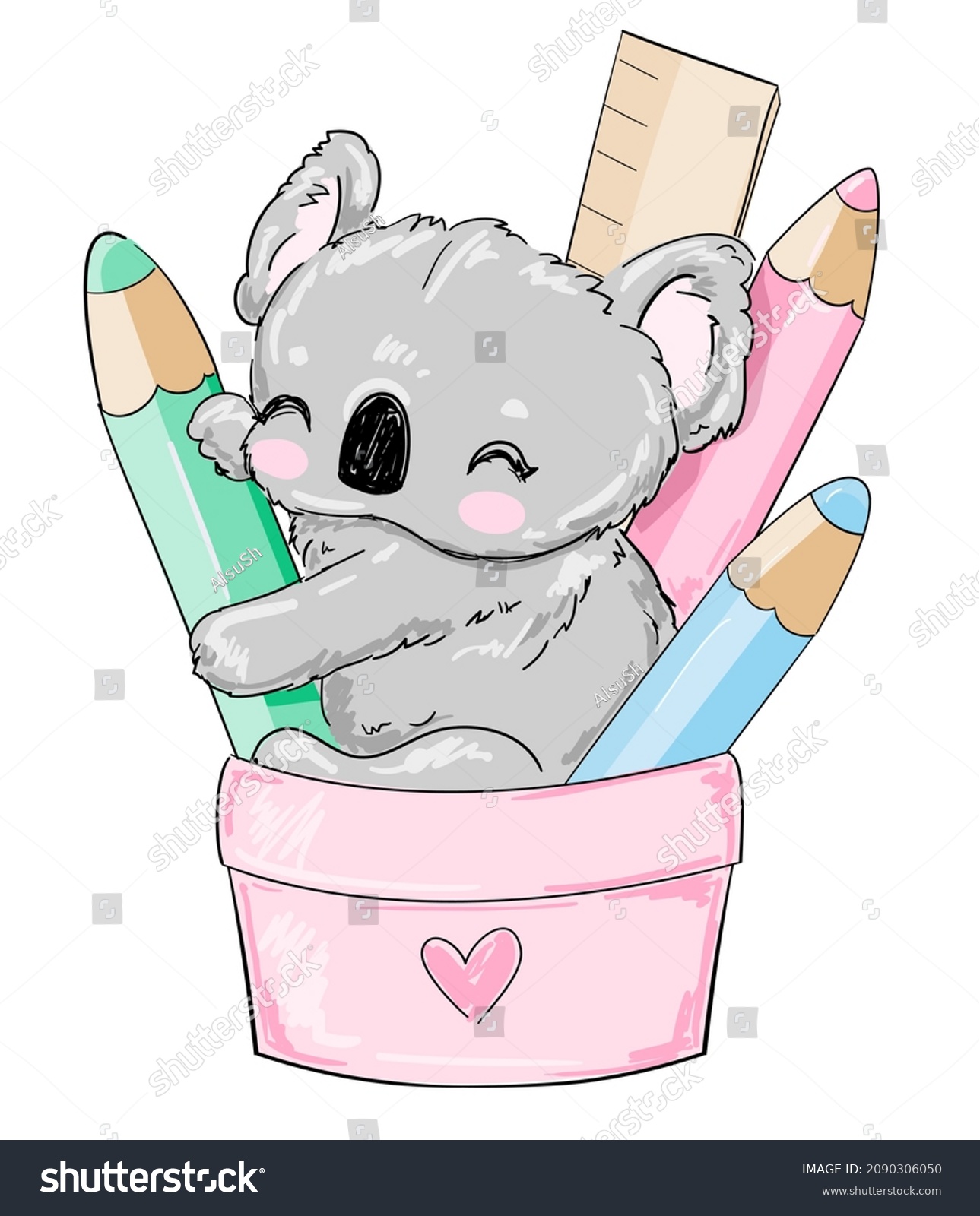 Cute Koala Bear Pencil Vector Illustration Stock Vector (Royalty Free ...