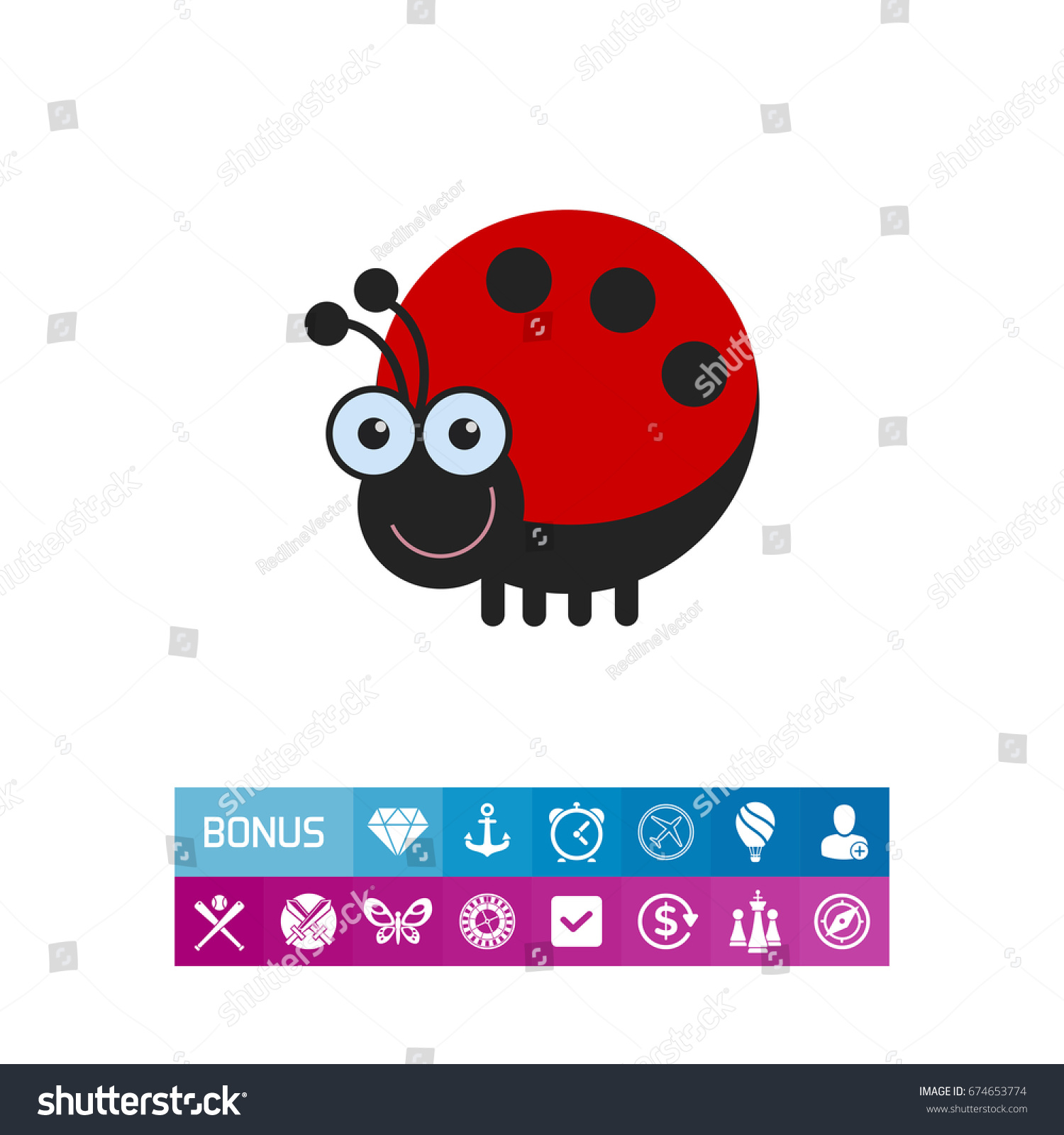 Cute Ladybird Icon Stock Vector (Royalty Free) 674653774