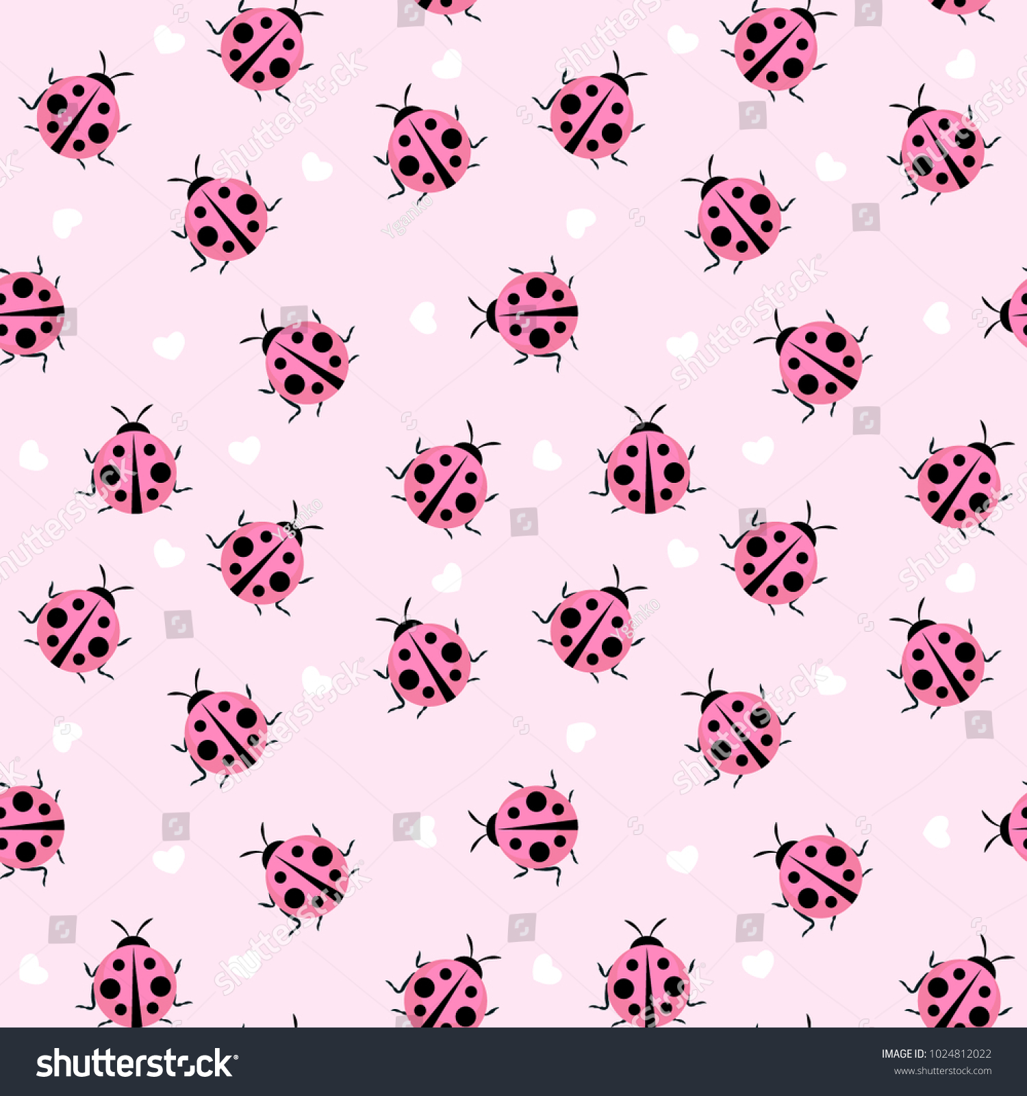 Cute Ladybug Seamless Pattern Background Vector Stock Vector Royalty