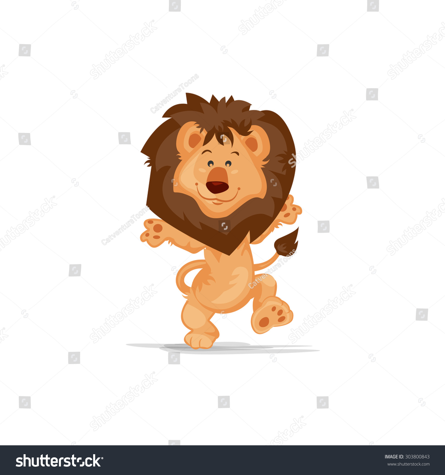 Cute Lion Dancing Stock Vector (Royalty Free) 303800843