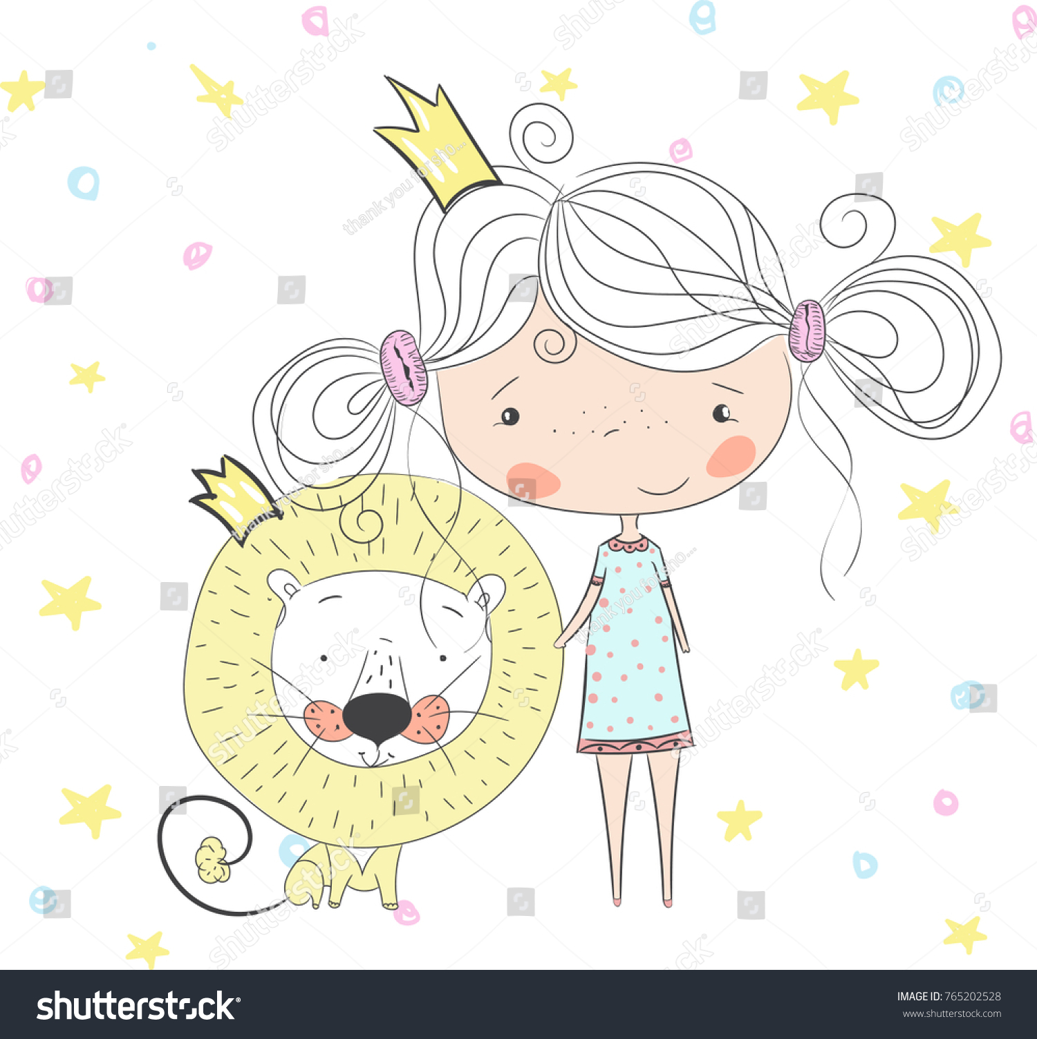 Cute Lion Princess Stock Vector (Royalty Free) 765202528