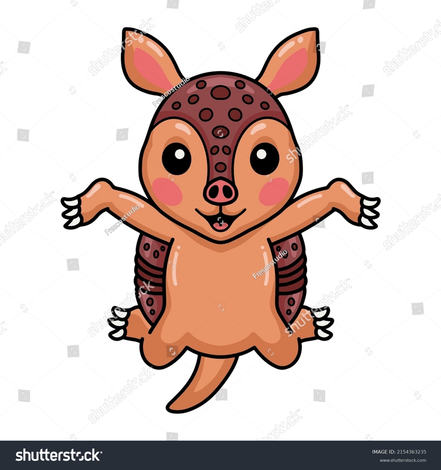 Cute Little Armadillo Cartoon Posing Stock Vector (Royalty Free ...