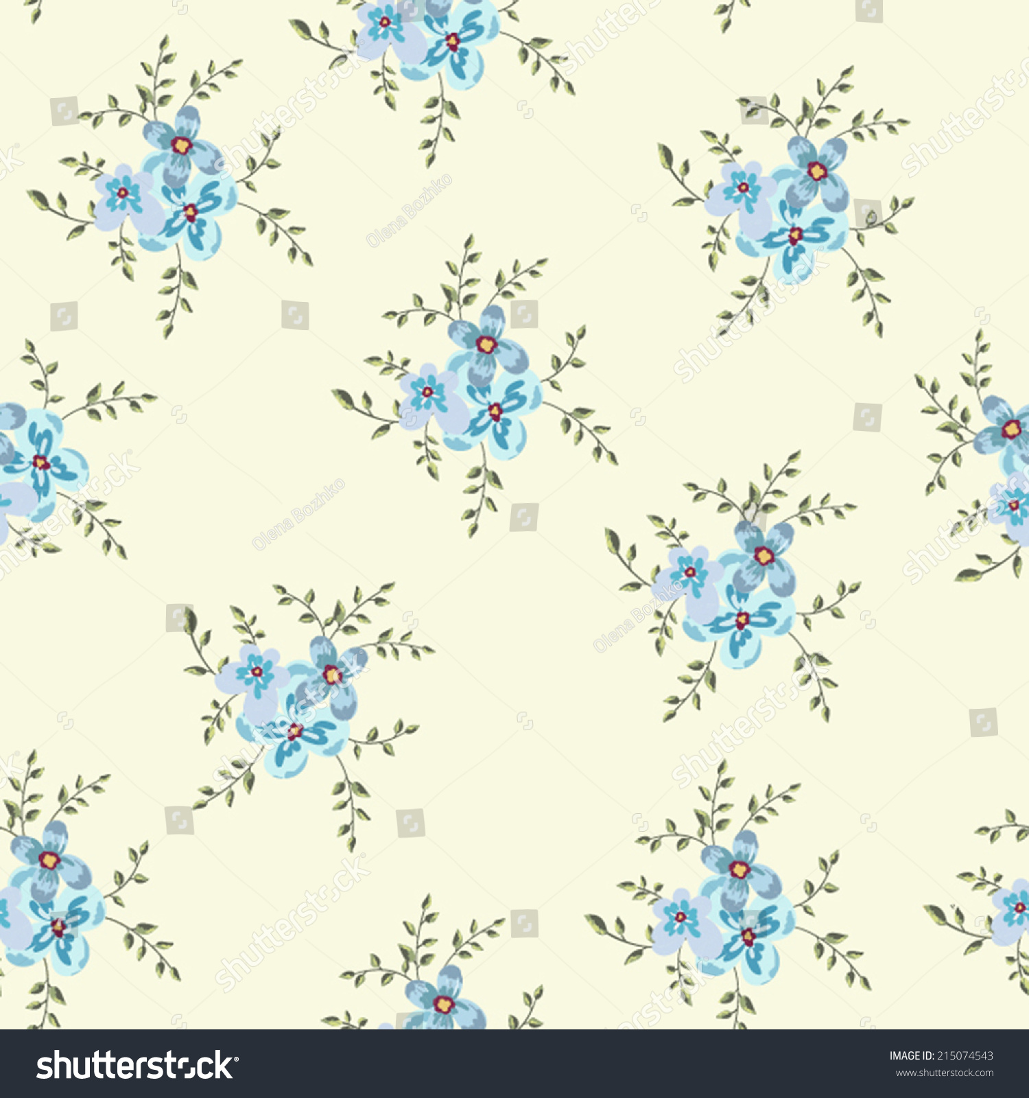 Cute Little Blue Flowers Seamless Pattern Stock Vector 215074543 ...