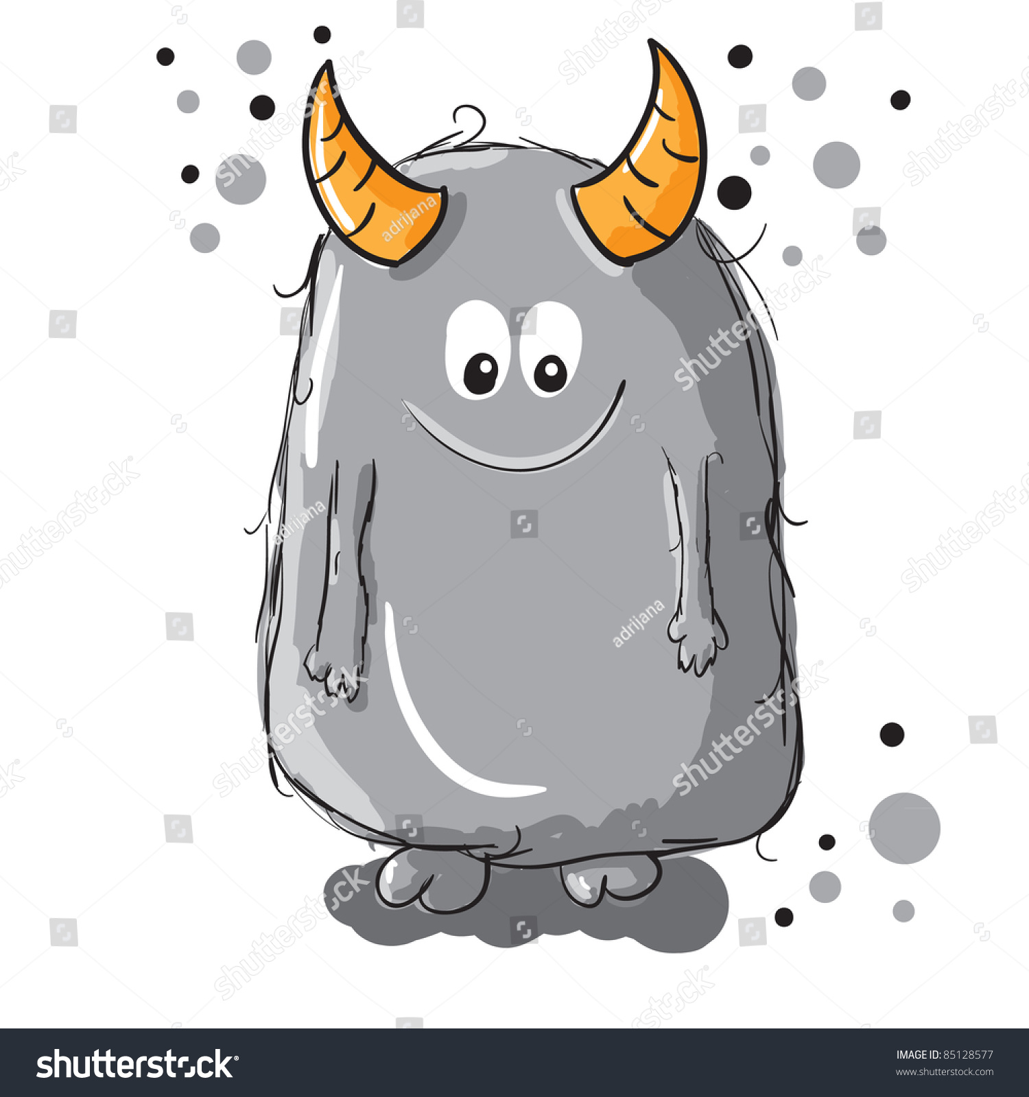 Cute Little Gray Monster Stock Vector (Royalty Free) 85128577 ...