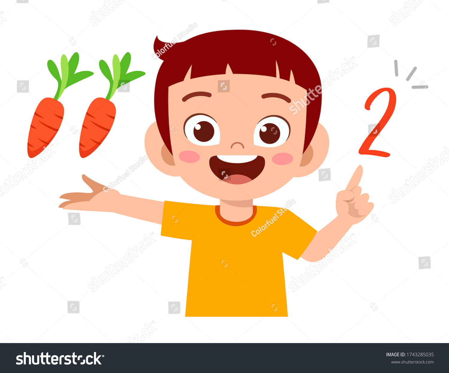 Cute Little Kid Boy Study Math Stock Vector (Royalty Free) 1743285035 ...