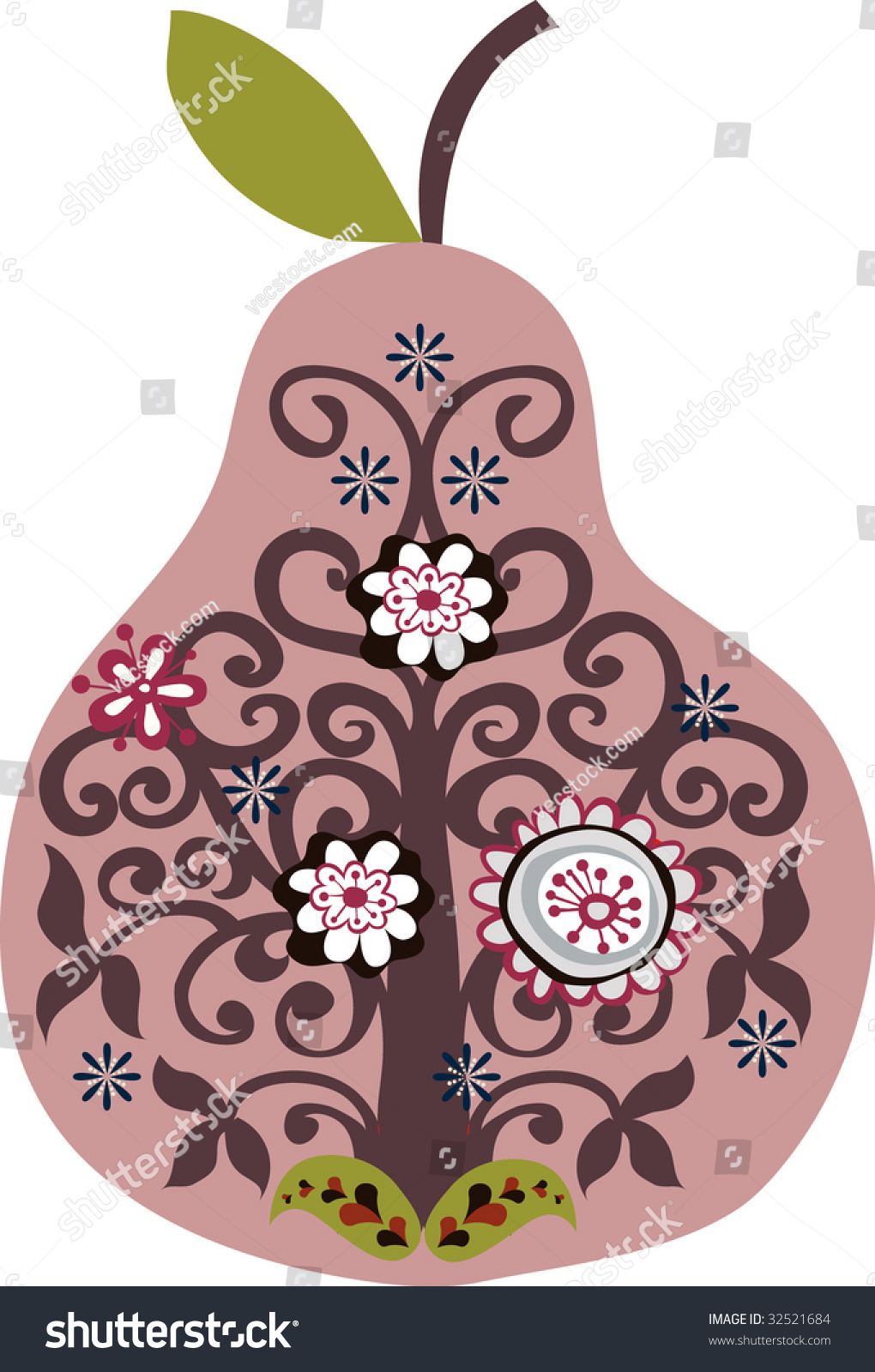 Cute Little Pear Design Stock Vector (Royalty Free) 32521684