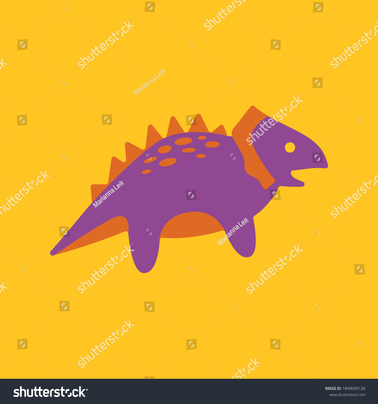 Cute Little Simple Vector Dinosaur Illustration Stock Vector (Royalty ...