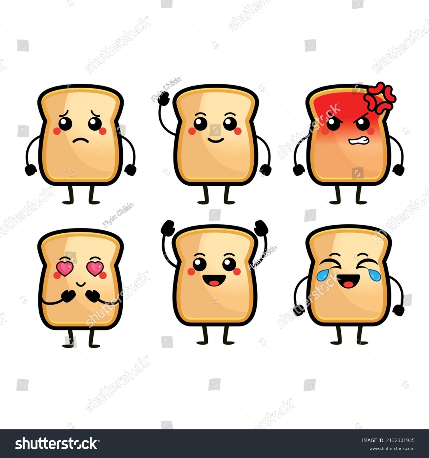 Cute Loaf Bread Character Vector Illustration Stock Vector (Royalty ...