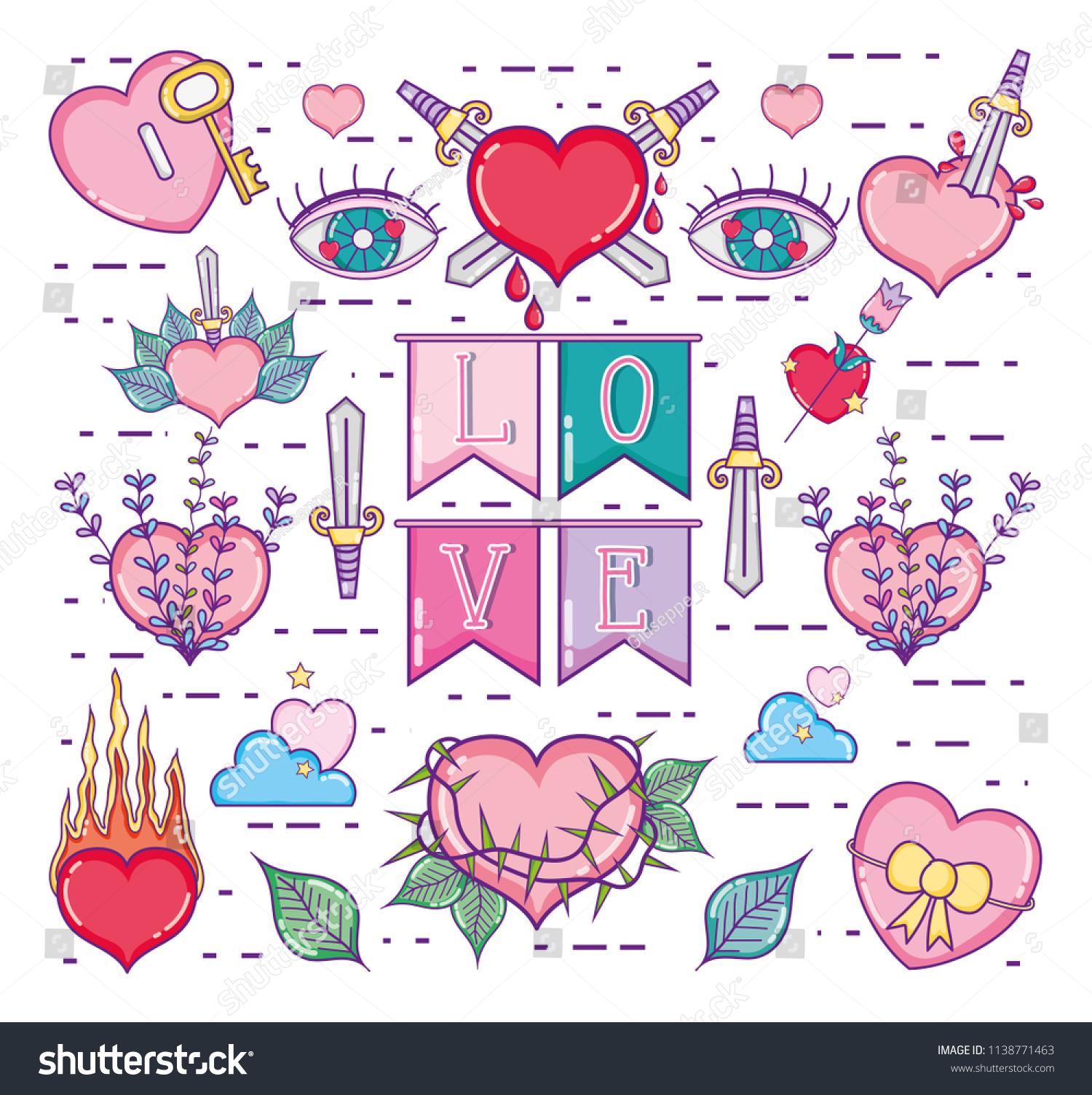 Cute Love Cartoons Stock Vector (Royalty Free) 1138771463 | Shutterstock