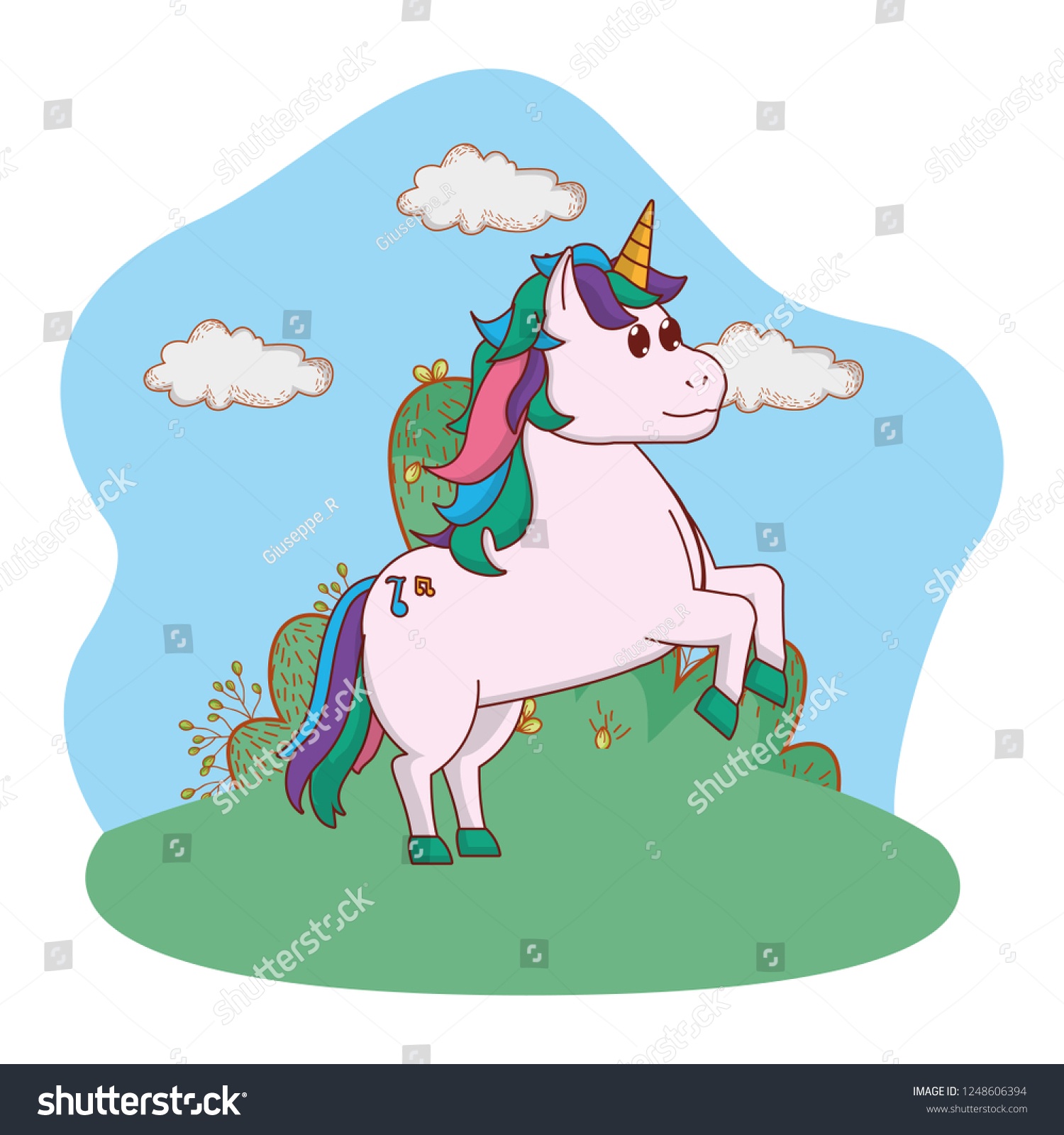 Cute Magic Cartoon: vector de stock (libre de regalías) 1248606394
