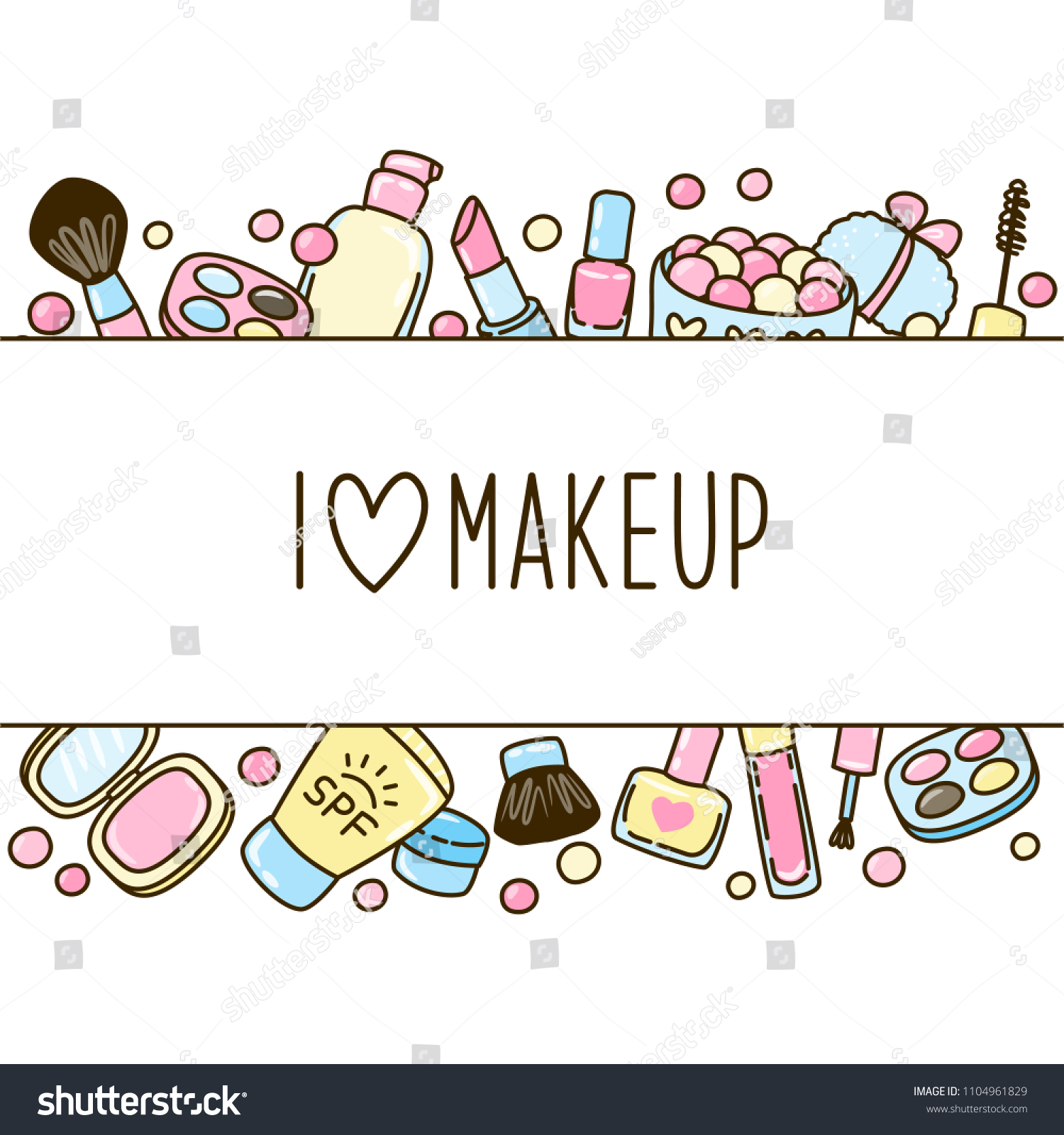 Cute Makeup Border Your Design Stock Vector (Royalty Free) 1104961829 ...