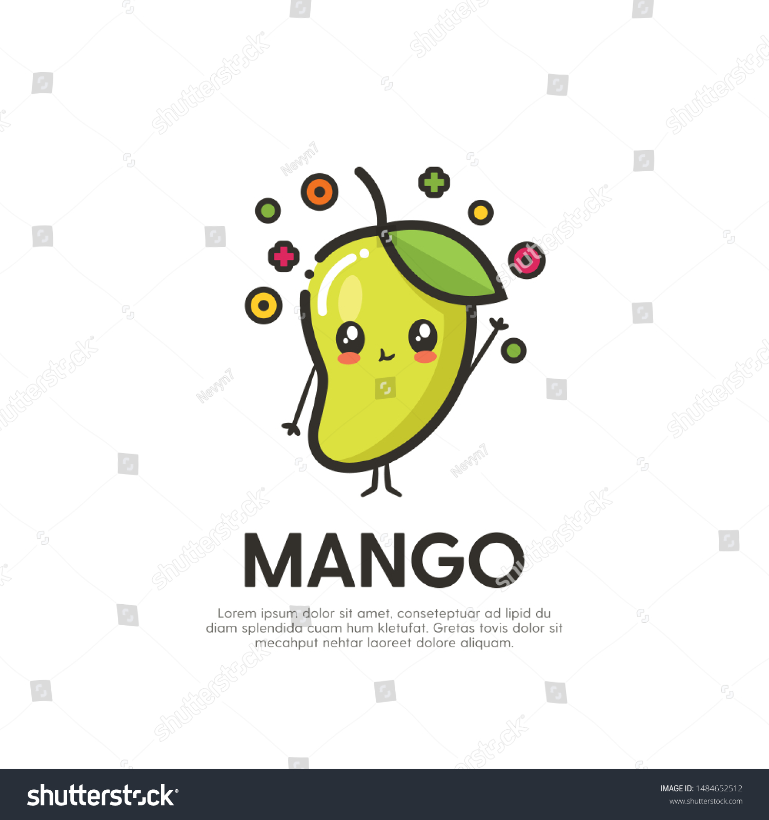 Cute Mango Mascot Logo Design Vector Stock Vector (Royalty Free) 1484652512