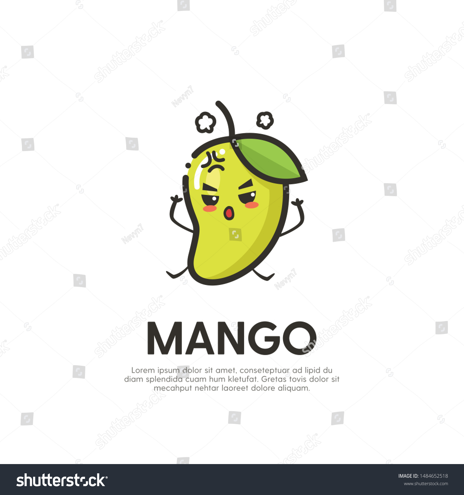 Cute Mango Mascot Logo Design Vector: vector de stock (libre de ...