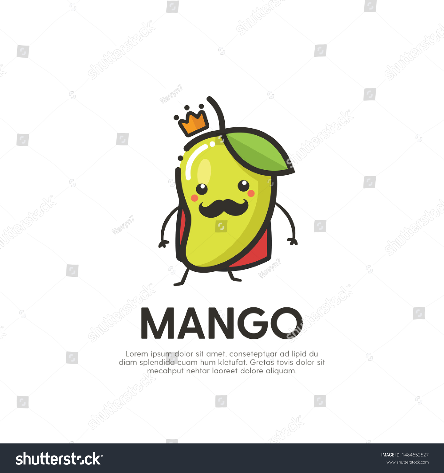 Cute Mango Mascot Logo Design Vector Stock Vector (Royalty Free) 1484652527