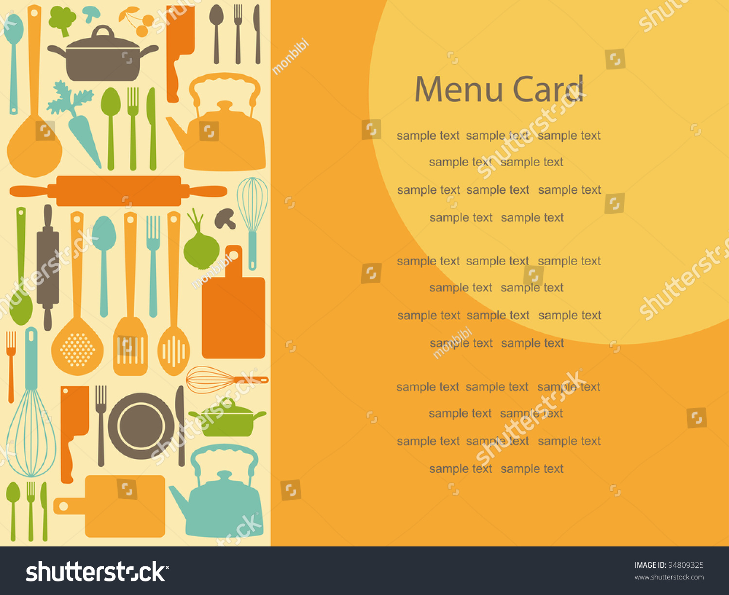 Cute Menu Card Vector Illustration Stock Vector (Royalty Free) 94809325 ...