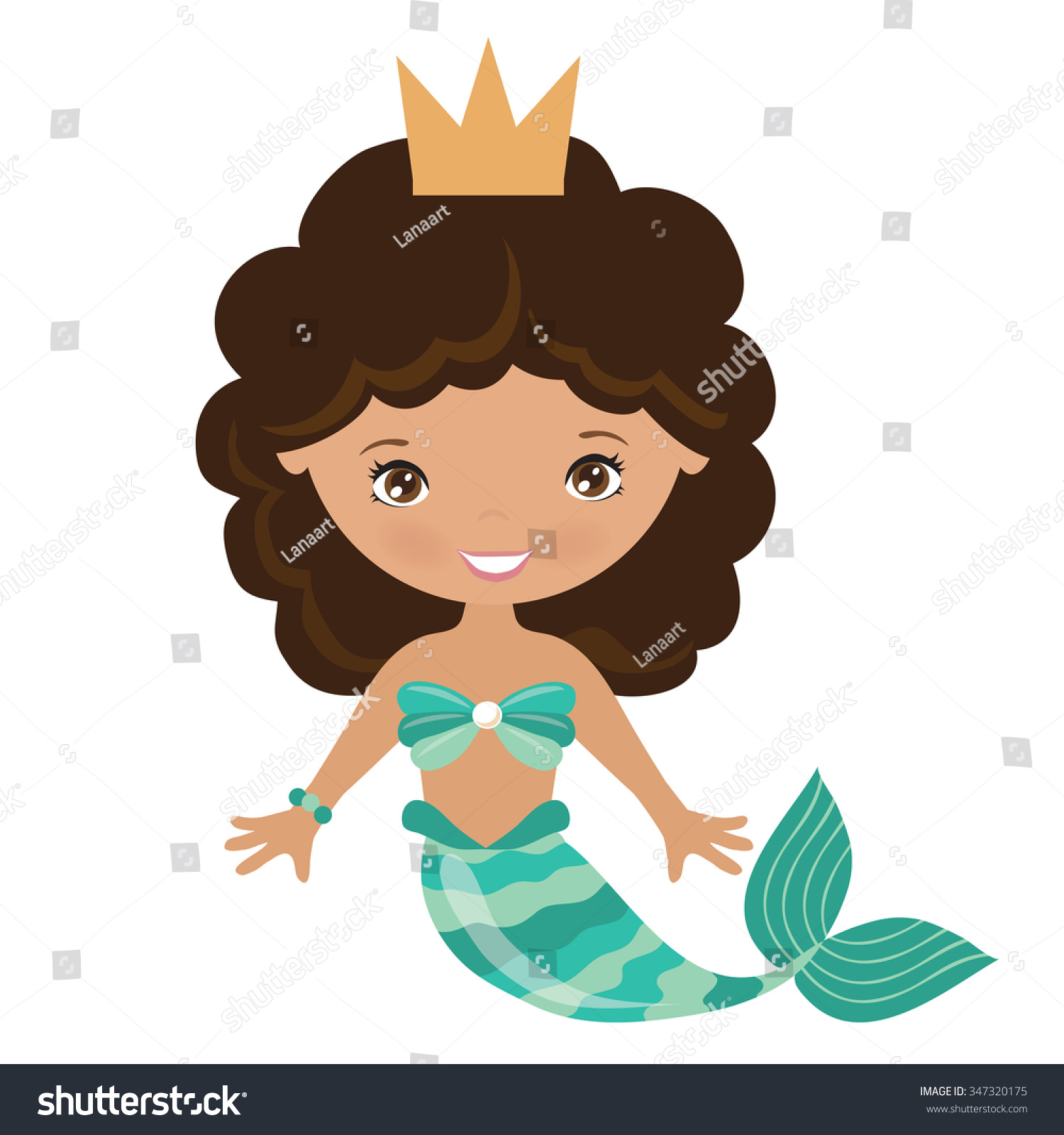 Cute Mermaid Vector Illustration Stock Vector (Royalty Free) 347320175 ...