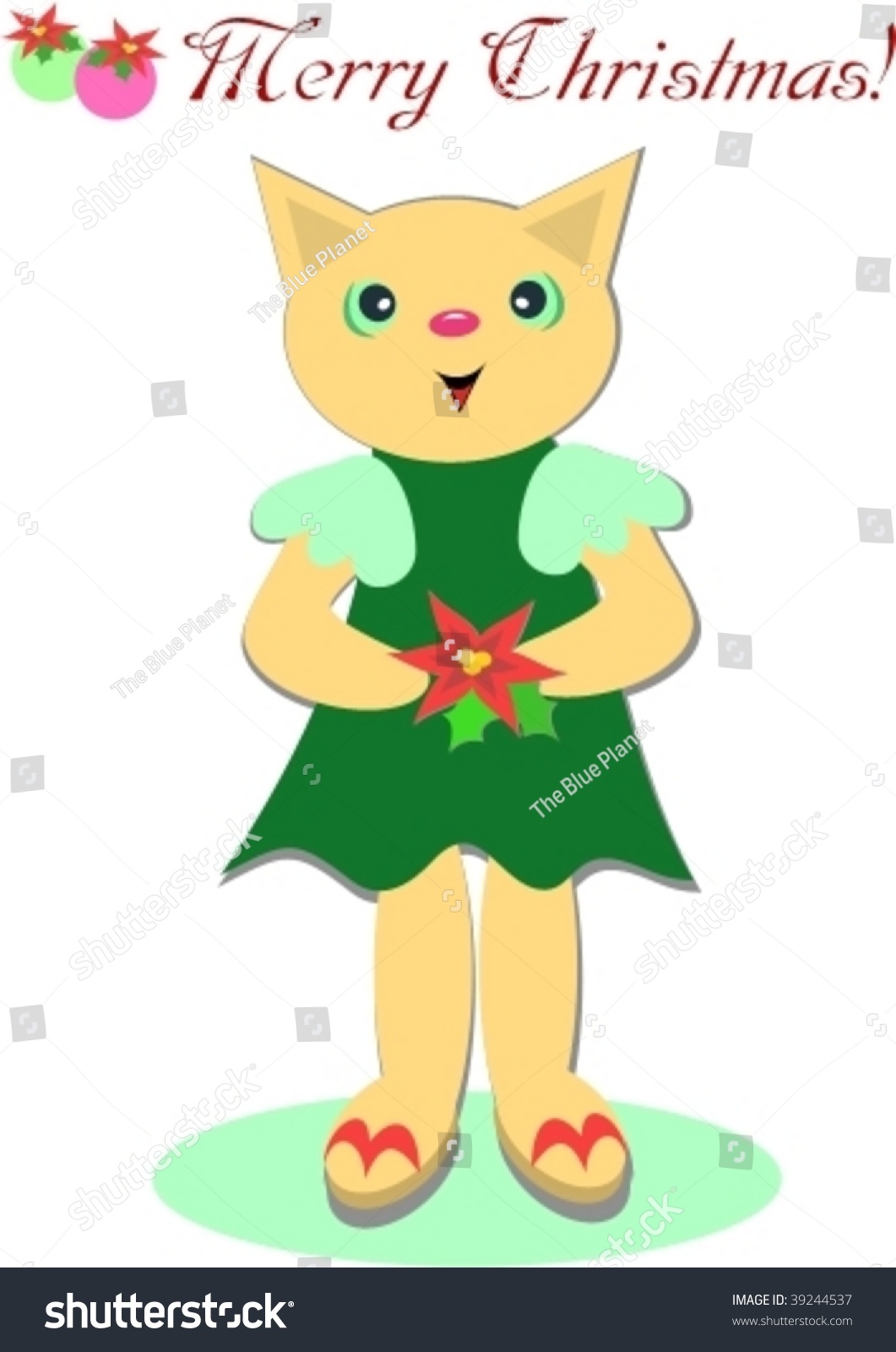 Cute Merry Christmas Cat Vector Stock Vector (Royalty Free) 39244537