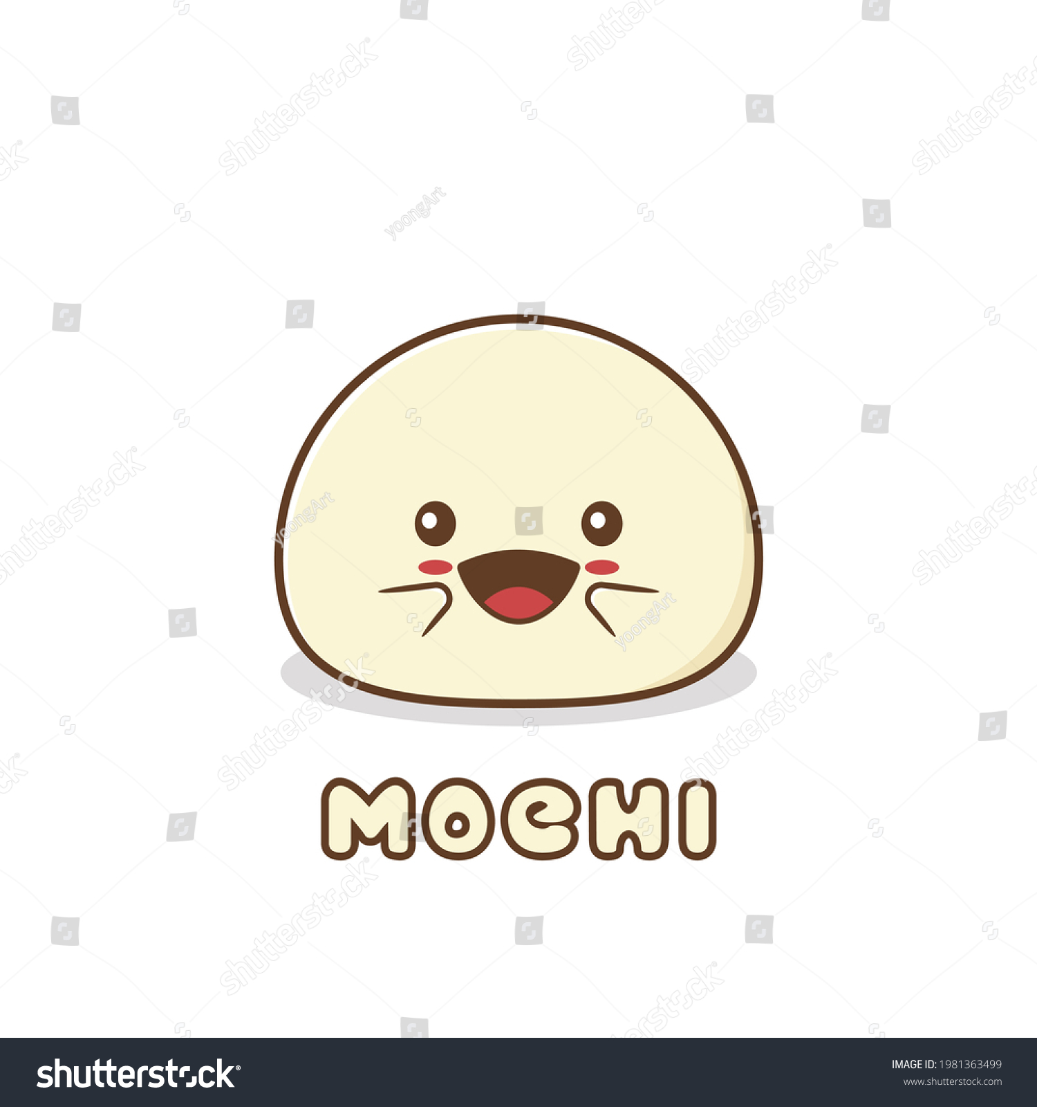 Cute Mochi Characters Isolated Vector On Stock Vector (Royalty Free ...