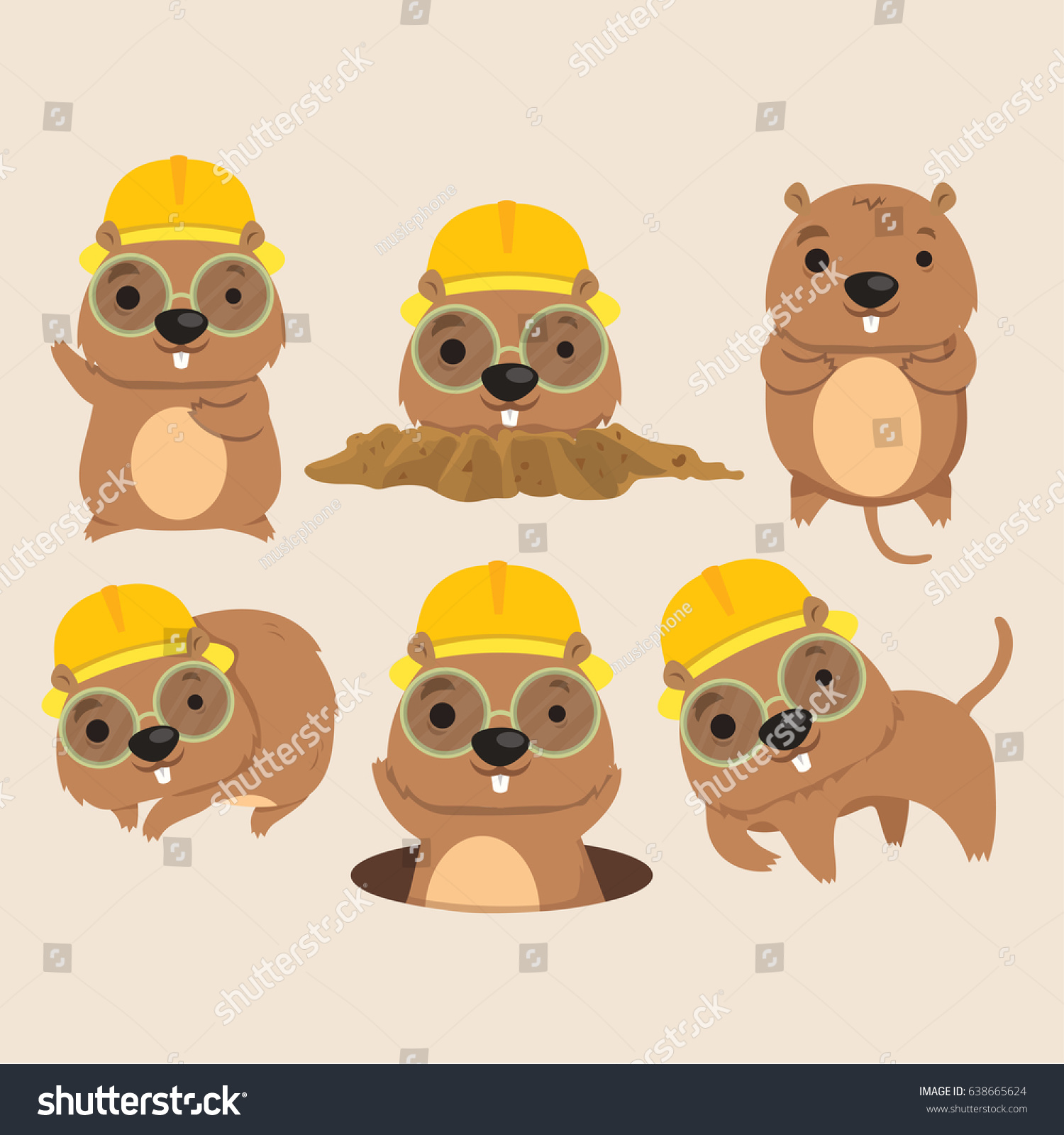 Cute Mole Poses Cartoon Vector Illustration Stock-vektor (royaltyfri ...
