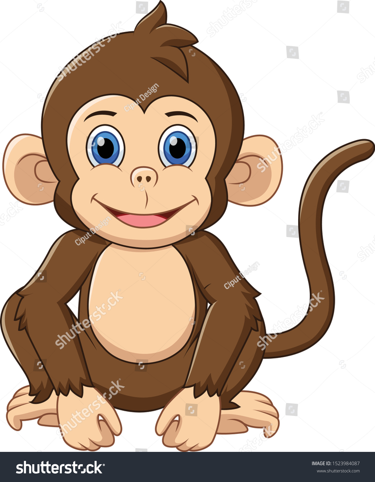 Cute Monkey Cartoon On White Background Stock Vector (Royalty Free ...