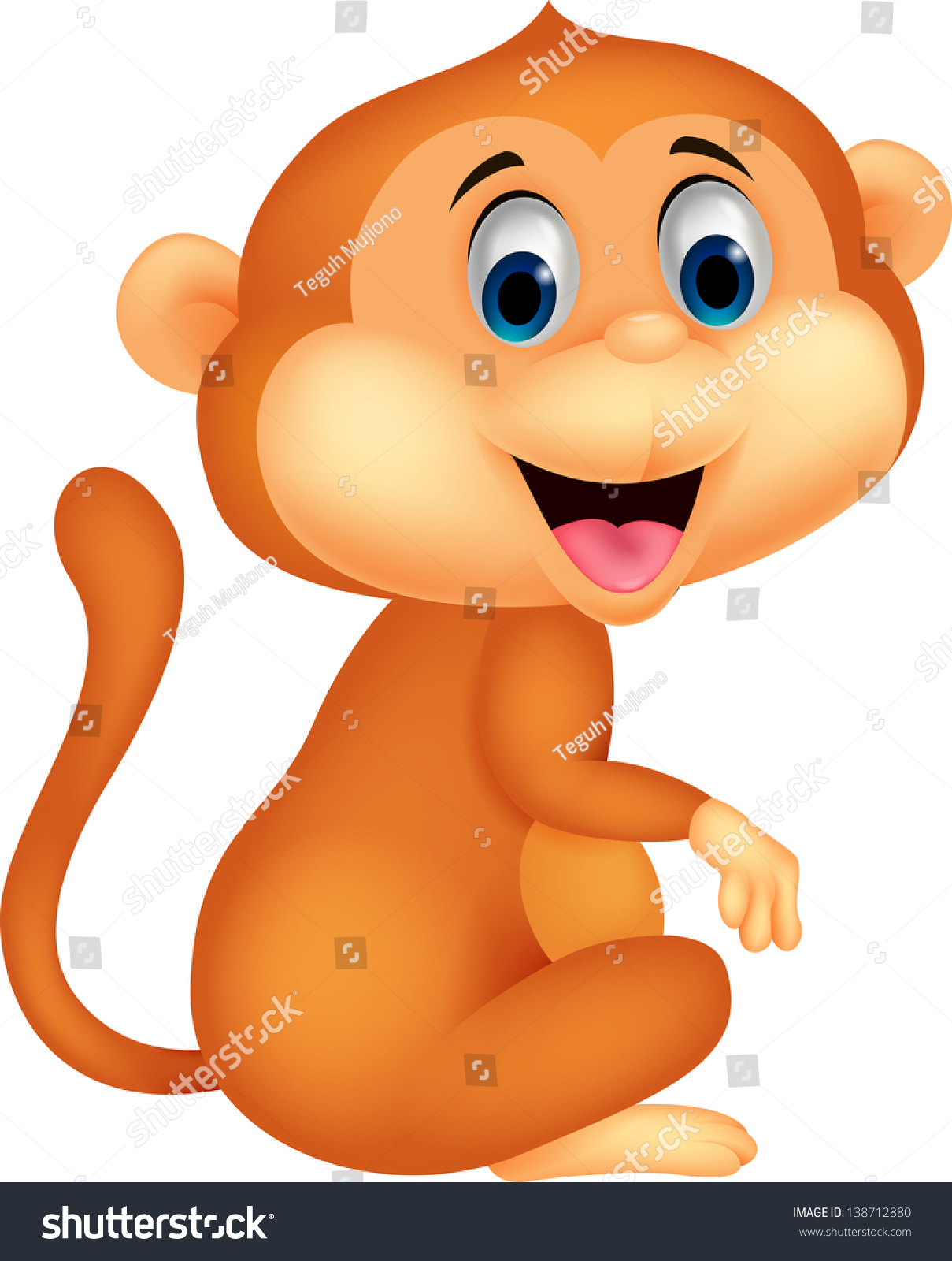 Cute Monkey Cartoon Sitting Stock Vector (Royalty Free) 138712880 ...