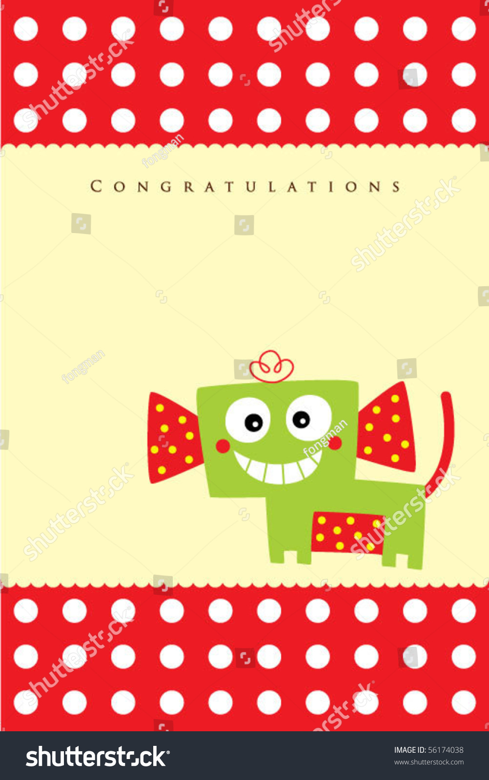 Cute Monkey Congratulations Card: vector de stock (libre de regalías ...