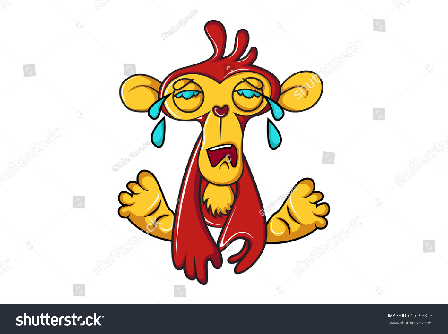 Cute Monkey Crying Vector Illustration Isolated: เวกเตอร์สต็อก (ปลอดค่า ...