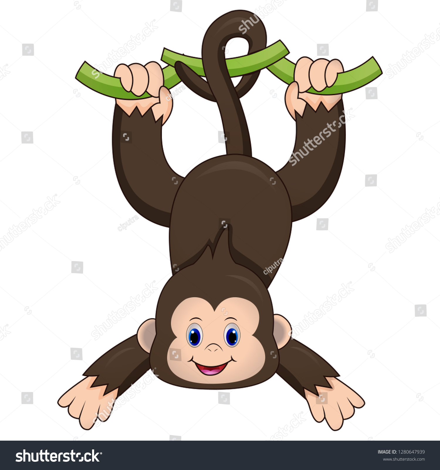 Cute Monkey Hanging Stock Vector (Royalty Free) 1280647939 | Shutterstock